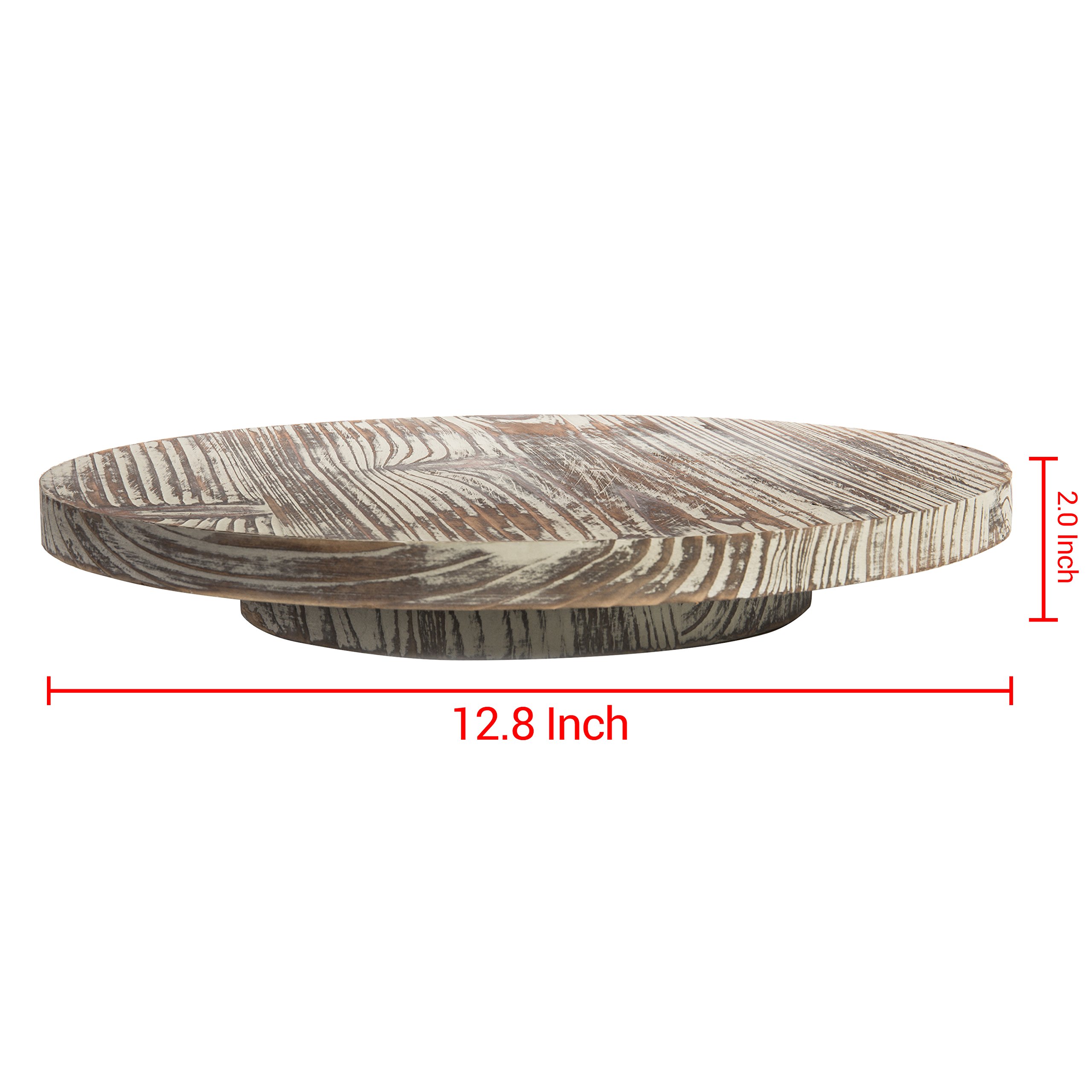 MyGift 13 Inch Torched Wood Lazy Susan Turntable Rotating Tray Condiment Serving Tray, 360 Degree Spinning Spice Rack Organizer