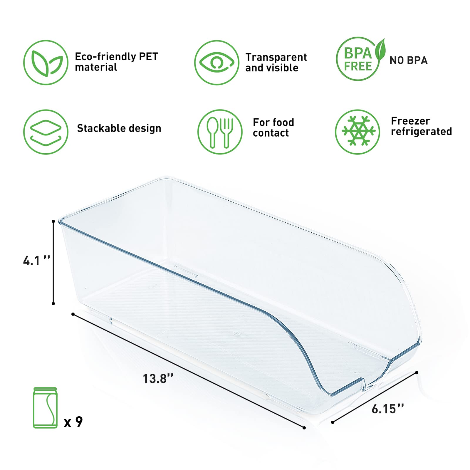 Joyswaet Refrigerator Organizer Bins Soda Can 0rganizer for Refrigerator Clear Refrigerator Organizer Bins Drink Holder Storage & Dispenser Bin for Pantry Fridge Freezer Cabinets Cupboard Kitchen