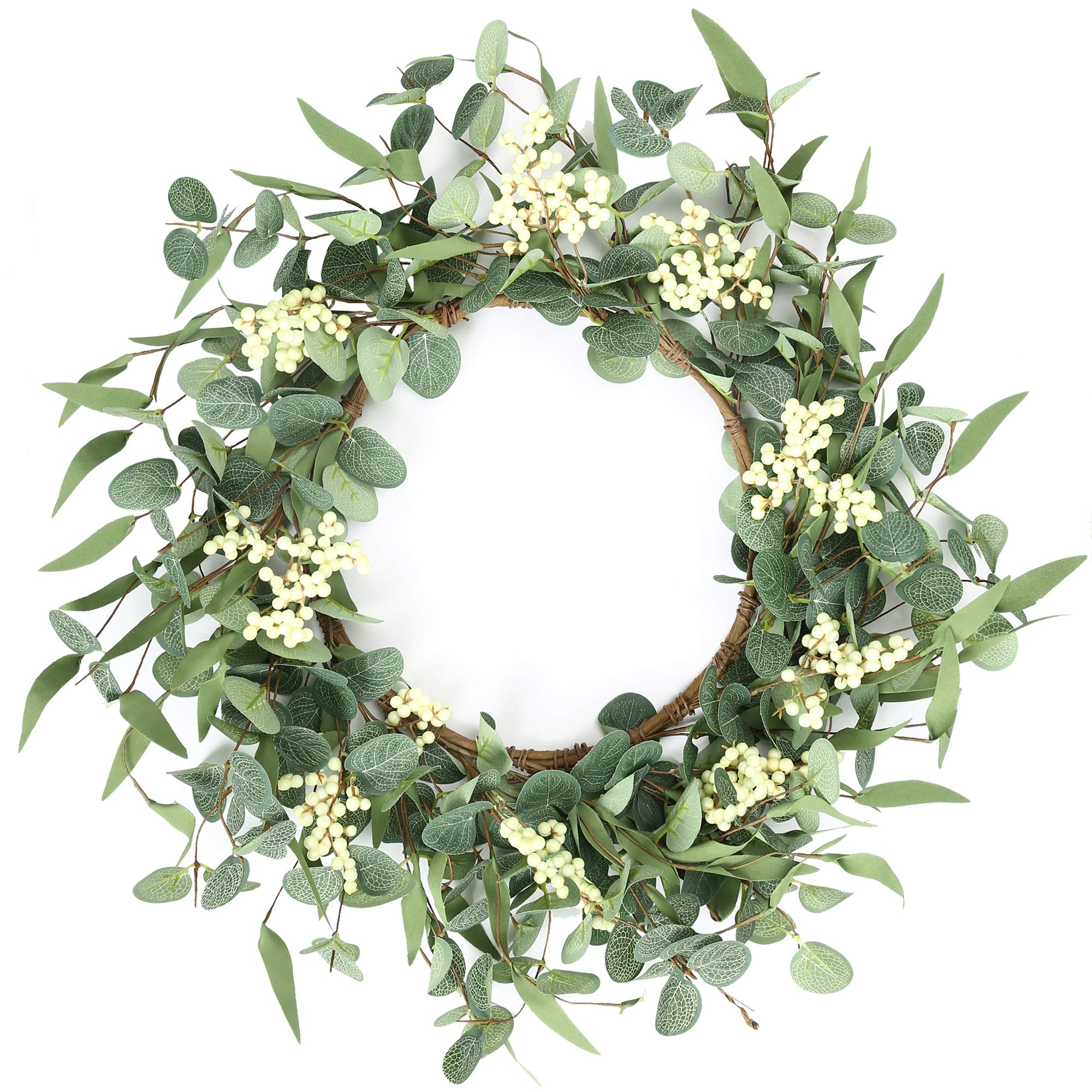 Pinkpum Wreaths for Front Door 20'' Eucalyptus Wreath, Spring Summer Green Wreath, Home Porch Farmhouse Decor,Fall Wreath Harvest Thanksgiving Festival Decorations Indoor Outdoor
