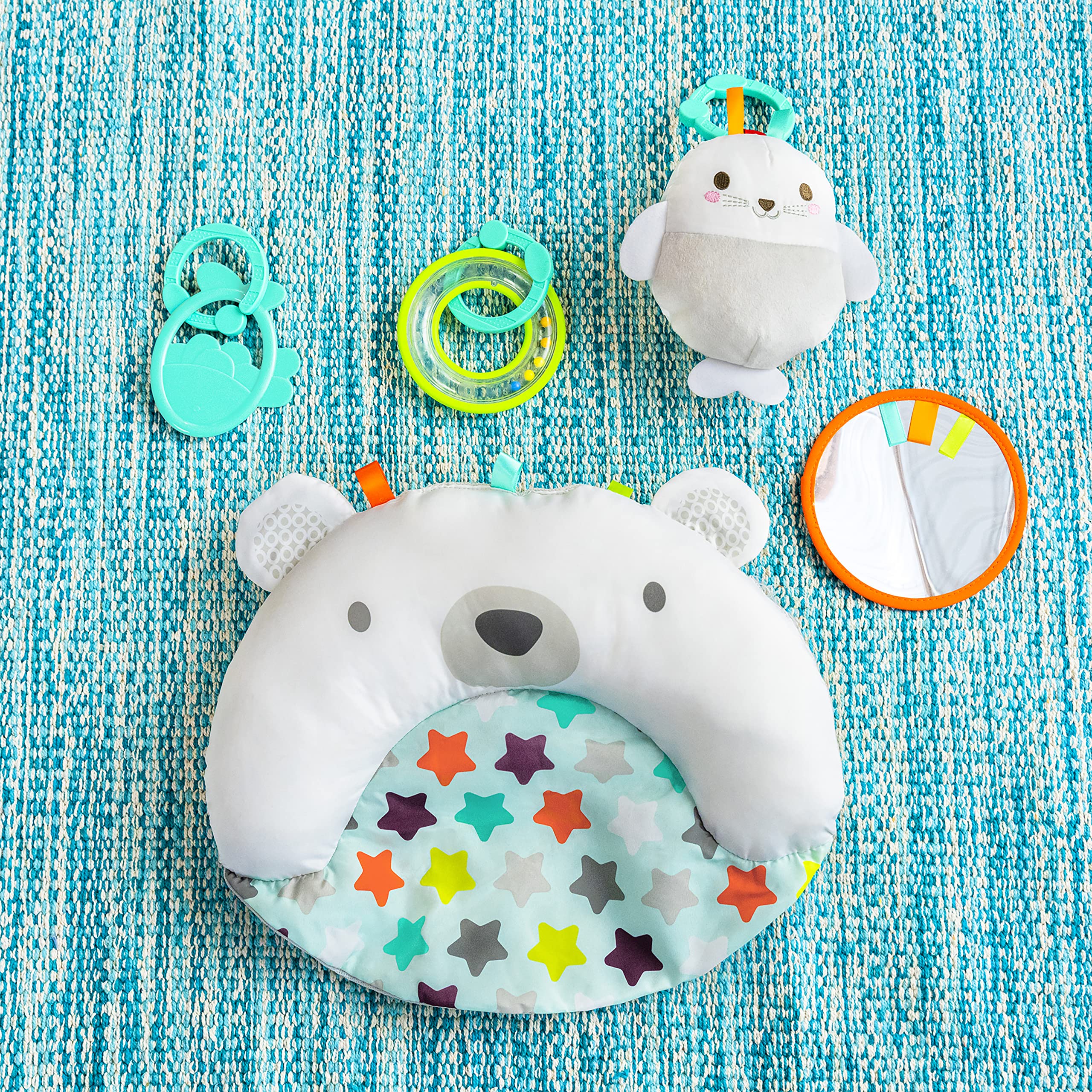 Bright Starts Tummy Time Prop & Play Activity Mat - Polar Bear, Ages Newborn +, 1 Count (Pack of 1)