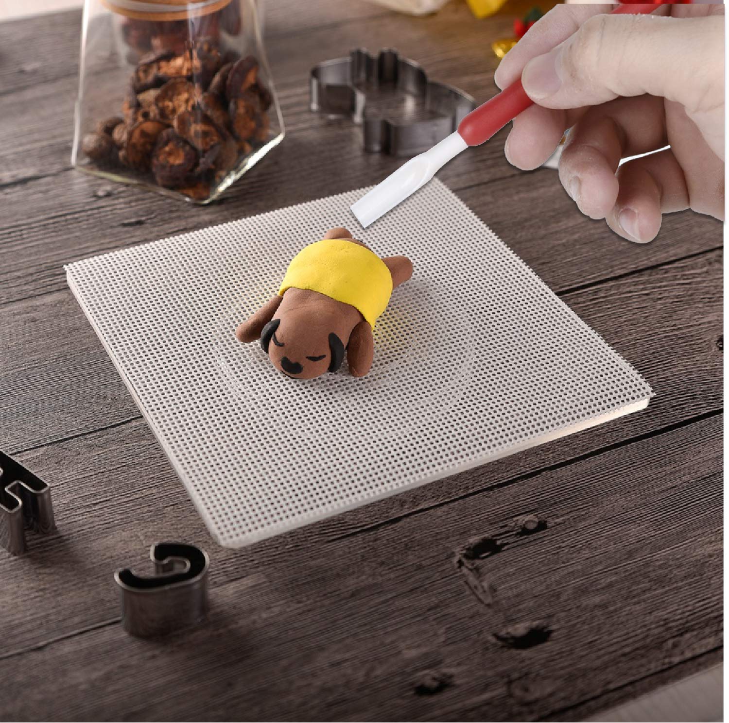 Cookie Turntable, 7" Clear Cookie Decorating Turntable with Clear Top, Acrylic Bearing Base and Non-Slip Mat Cookie Turntable, Helps Icing Cookies Faster & Better (Suqare)