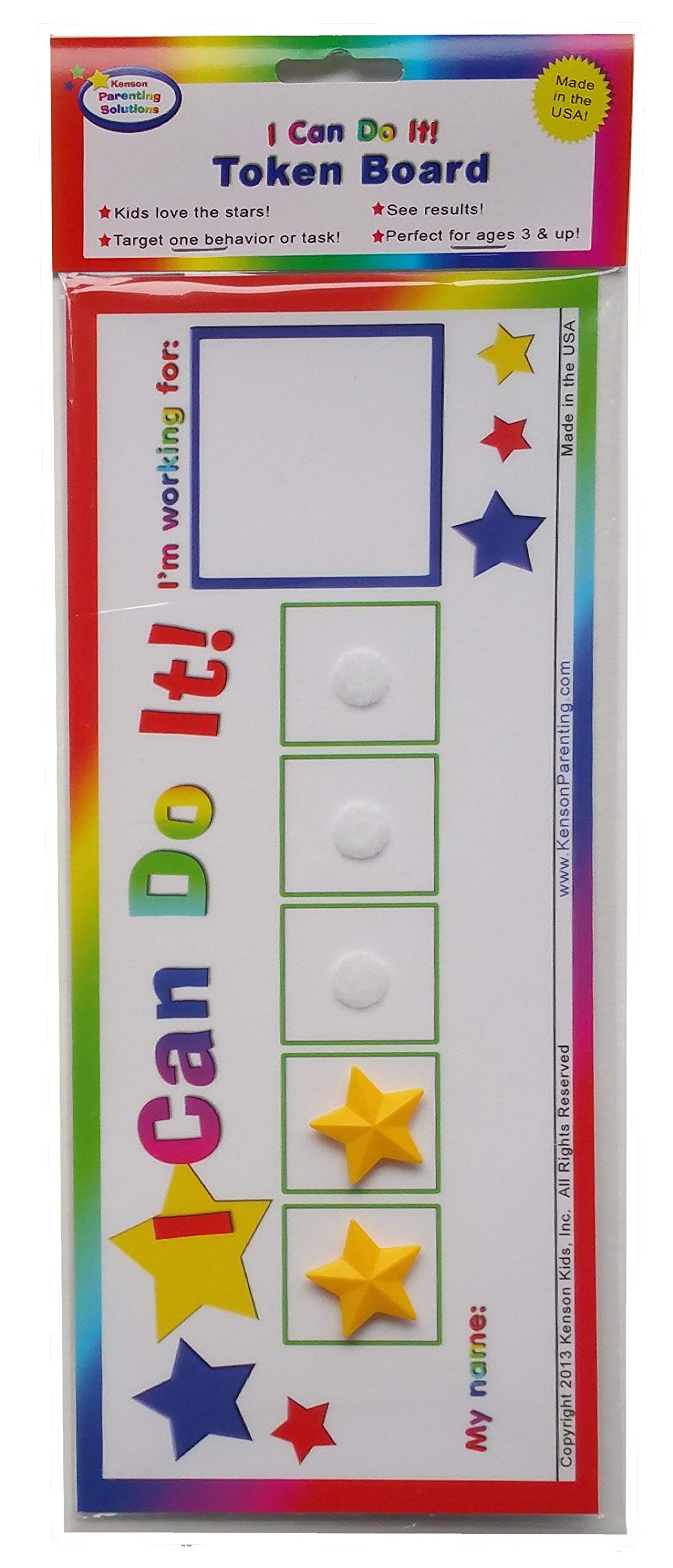 Kenson Kids βI Can Do It!β Token Board. Colorful Magnetic Rewards Chart with Positive-Reinforcement Stars and Customizable Goal Box. Great for Ages 3-10. Measures 5-Inches by 11-Inches