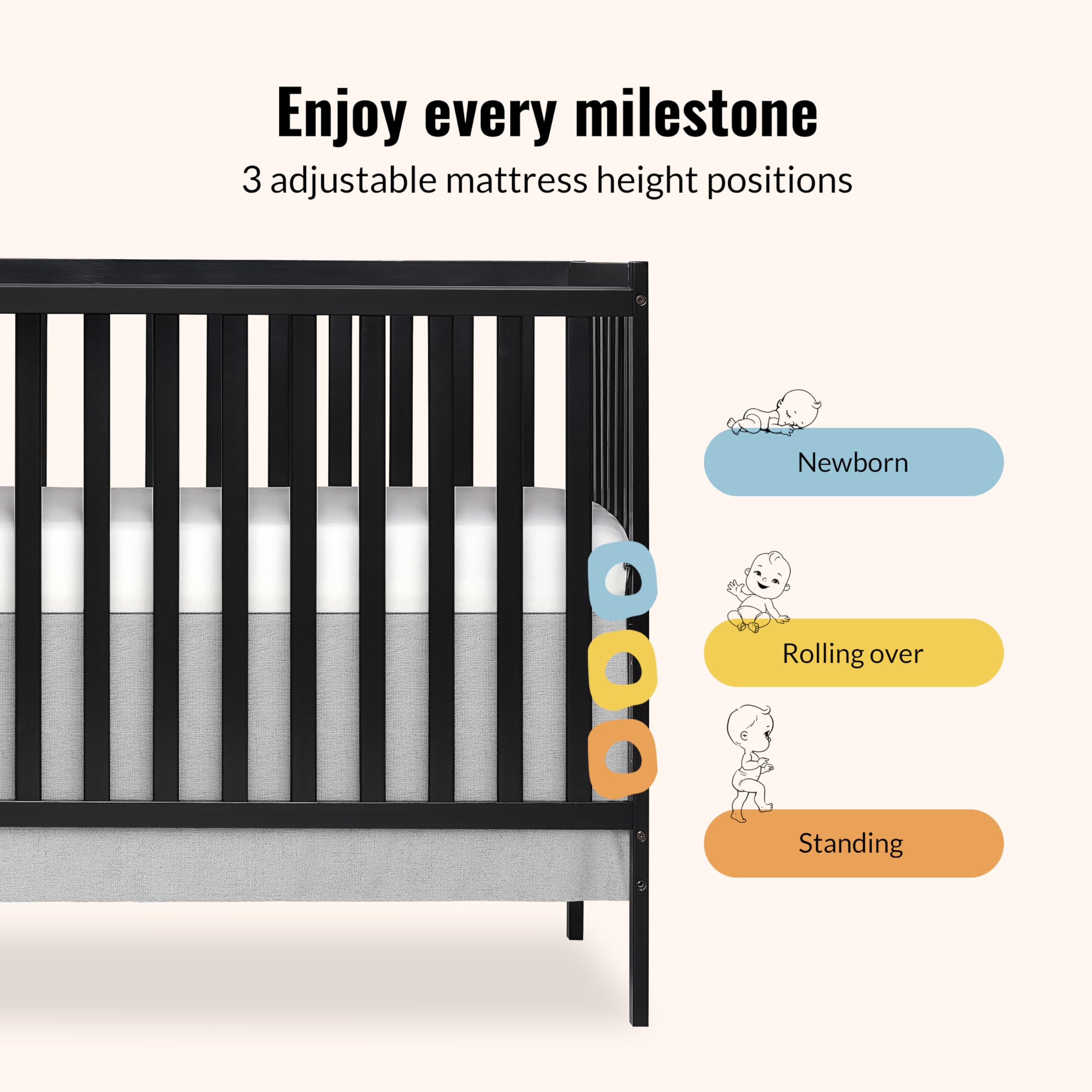 Dream On Me Synergy 5-In-1 Convertible Crib In Black, Greenguard Gold Certified