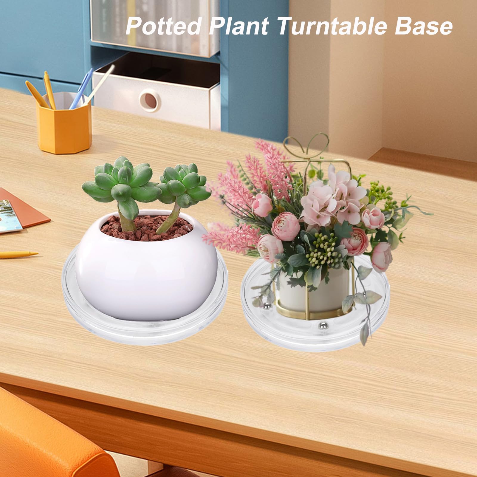 FarBoat 4Pcs Plastic Turntable Acrylic Turntable Bearings Hardware for Kitchen Spice Rack Table Cake 100mm/4inch