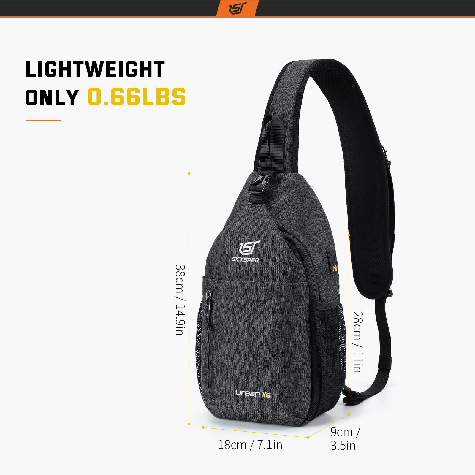 SKYSPER Sling Bag Crossbody Backpack - Chest Shoulder Cross Body Bag Travel Hiking Casual Daypack for Women Men(Black)