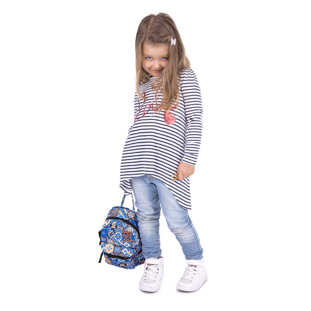 Ladyzone Cute Mini Backpack Daypack 10 Inch Pack for Girls Boys and Adult (Tiles Blue)