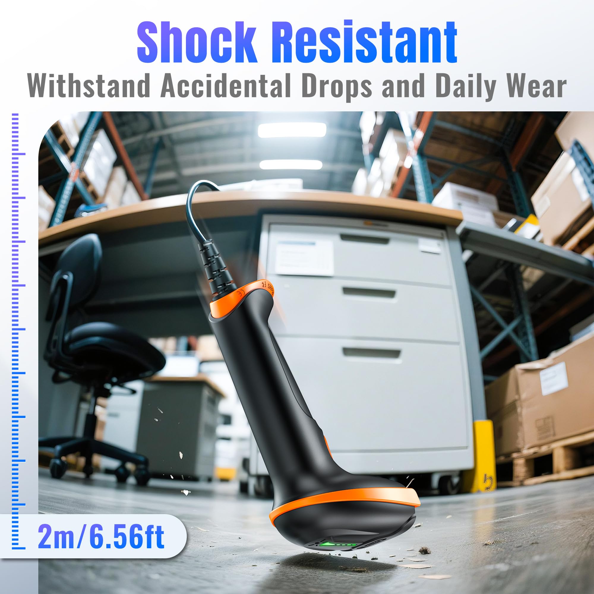 Tera Upgraded USB 2D QR Barcode Scanner Wired, Officially Certified Dustproof Shockproof Waterproof IP65 Ergonomic Handle Fast and Precise Scan for Windows Linux Plug and Play Model D5100Y