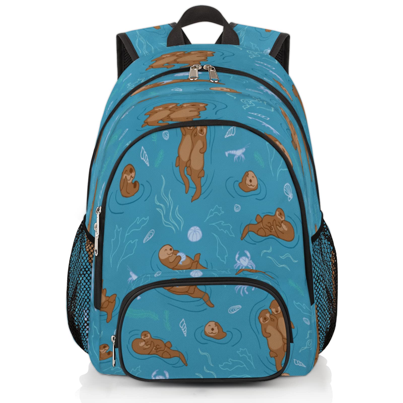 TropicalLife Sea Animal Otter School Backpack for Men Women, Laptop Backpack Bookbag for Students College Business Travel with Chest Strap 16.7 Inch