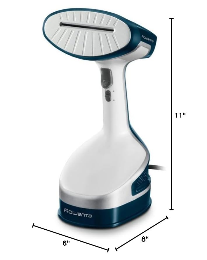 Rowenta DR8120 X-Cel Powerful Handheld Garment and Fabric Steamer Stainless Steel Heated Soleplate with 2 Steam Options, 1600-Watts, White/Blue