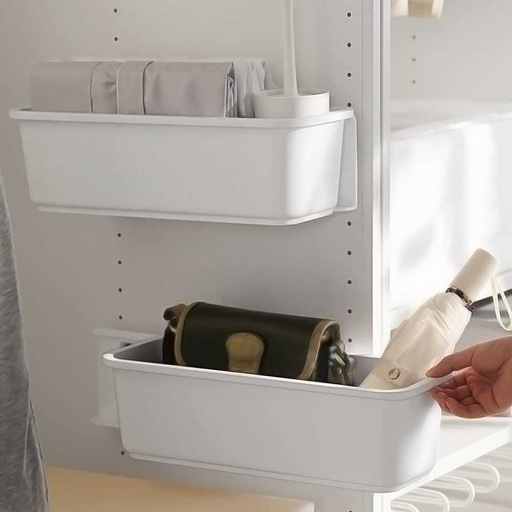 2 Pack Sliding Cabinet Basket for Bathroom, Pull out Storage Drawer Shelves for under Kitchen Sink or Limit Space, Long 14.8in by Wide 6in by Hight 4.4in, White