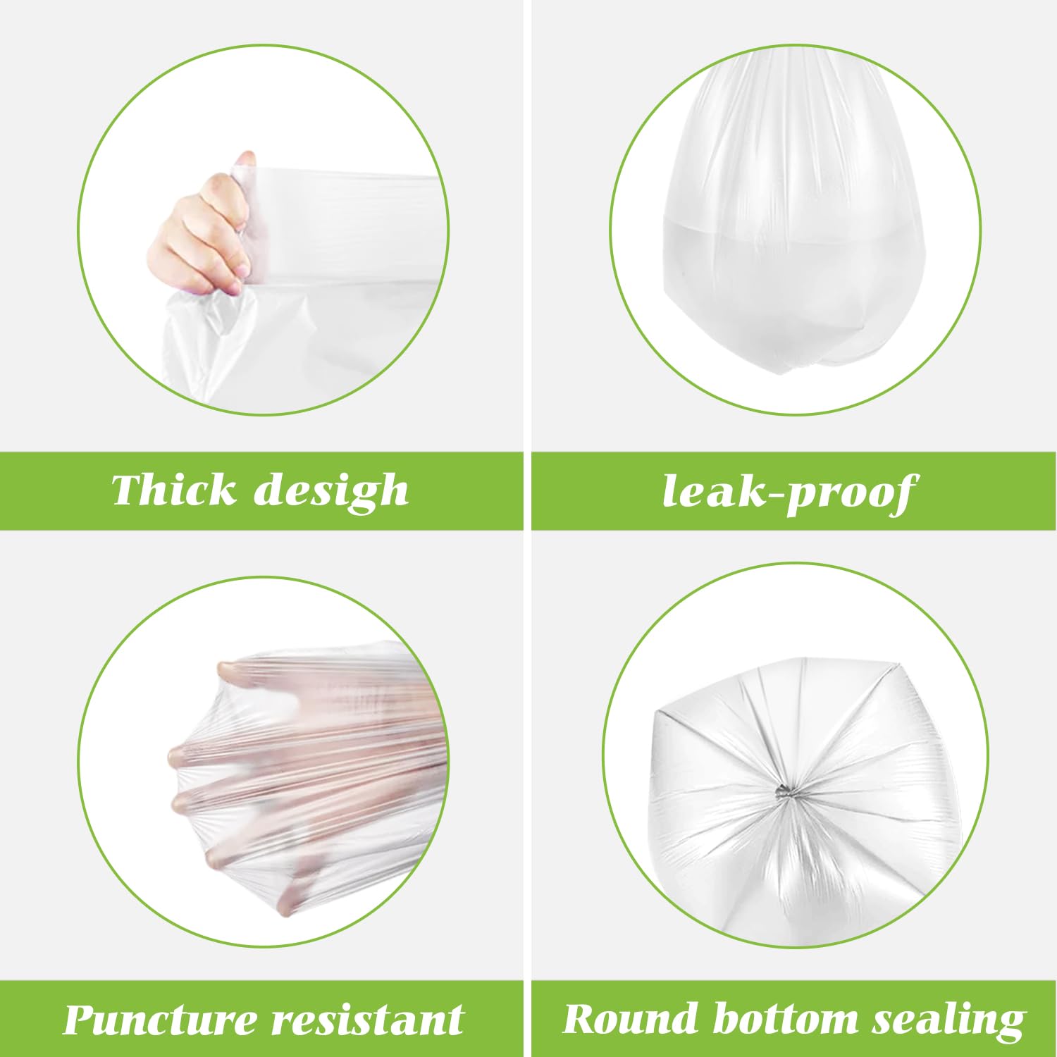 2.6 Gallon Strong Trash Bags Garbage Bags by Teivio, Bathroom Trash Can Bin Liners, Small Plastic Bags for Home Office Kitchen,fit 10 Liter, 2,2.5,3 Gal, Clear, (80 Counts)