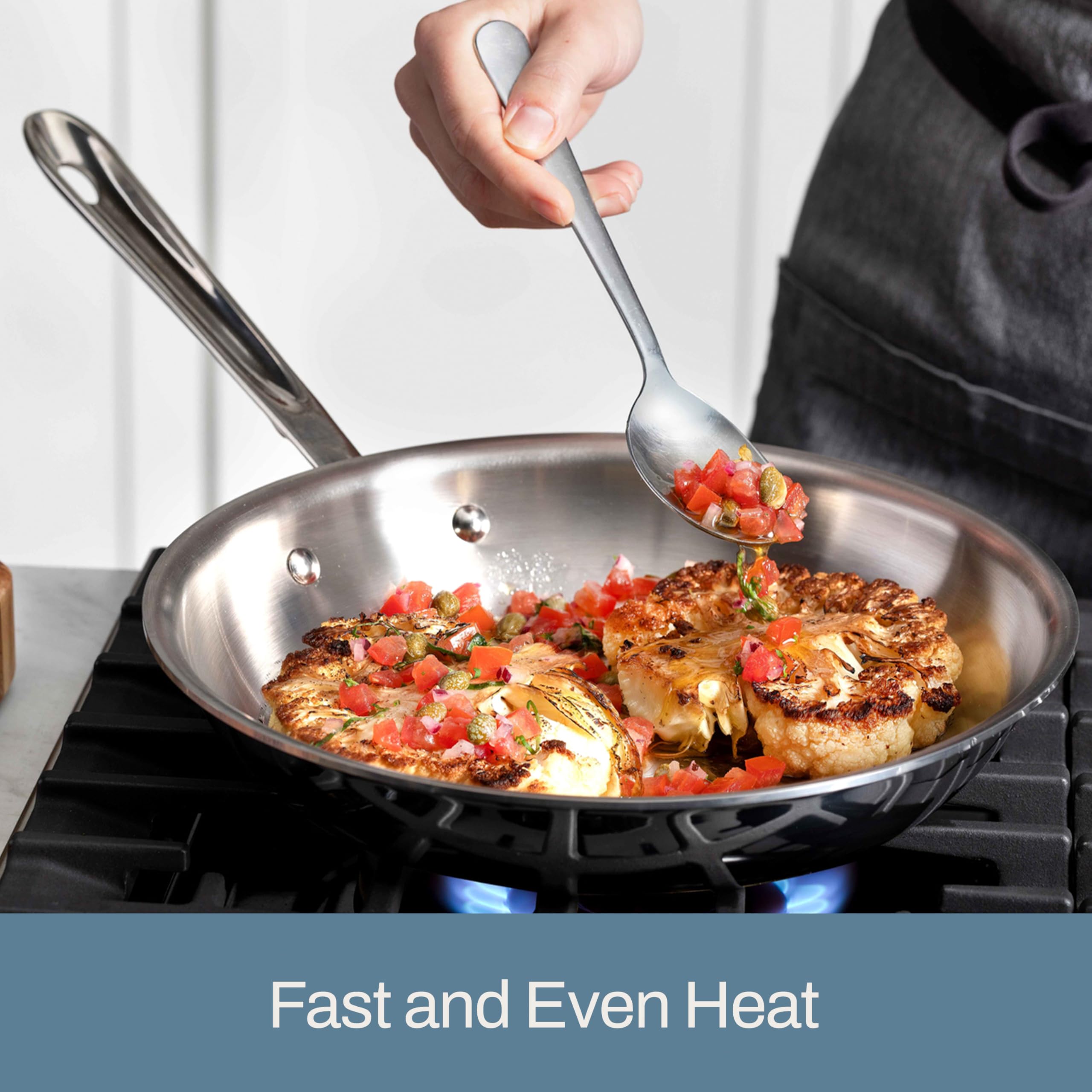 All-Clad D3 Stainless Cookware, 12-Inch Fry Pan With Lid, Tri-Ply Stainless Steel, Professional Grade, Silver