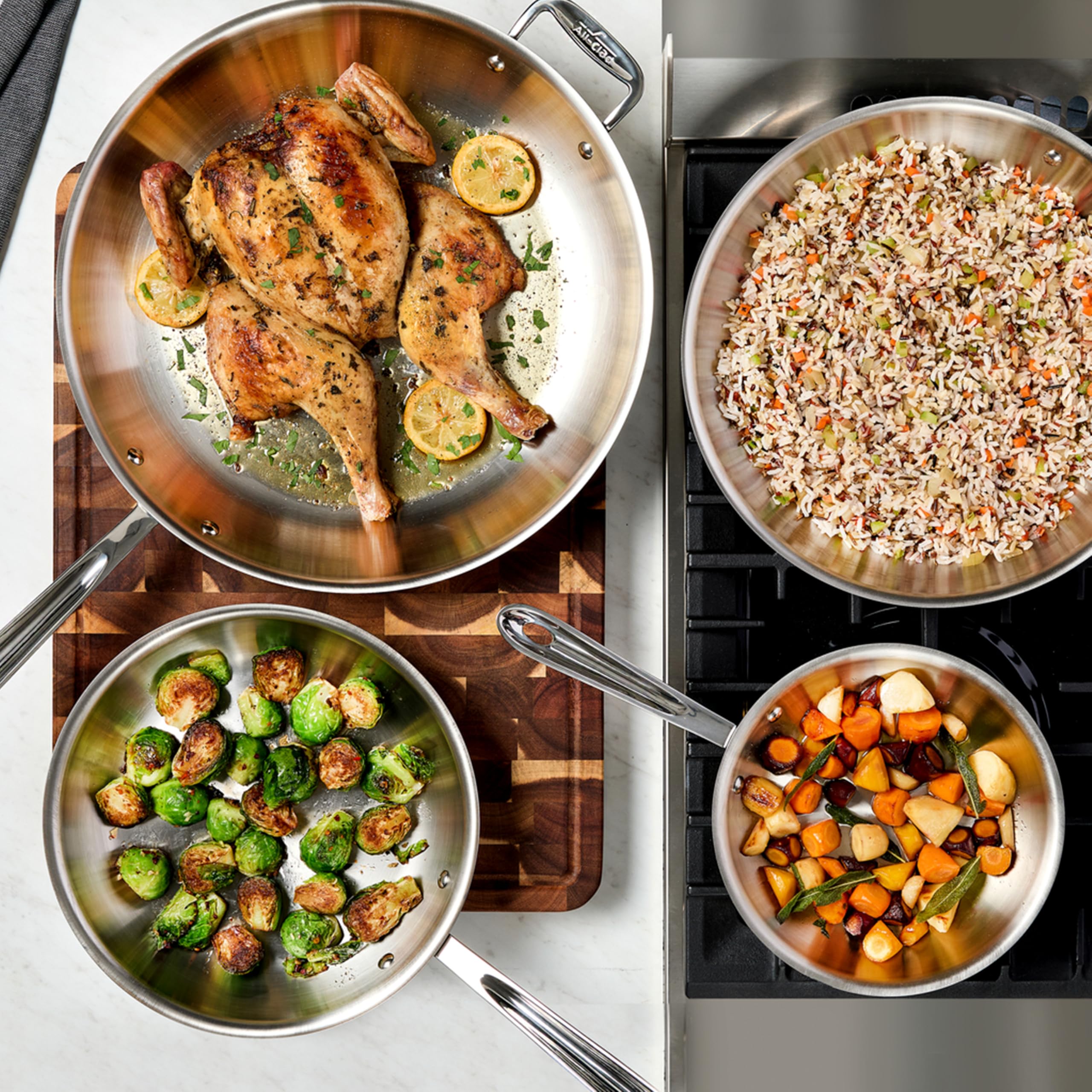 All-Clad D3 Stainless Cookware, 12-Inch Fry Pan With Lid, Tri-Ply Stainless Steel, Professional Grade, Silver