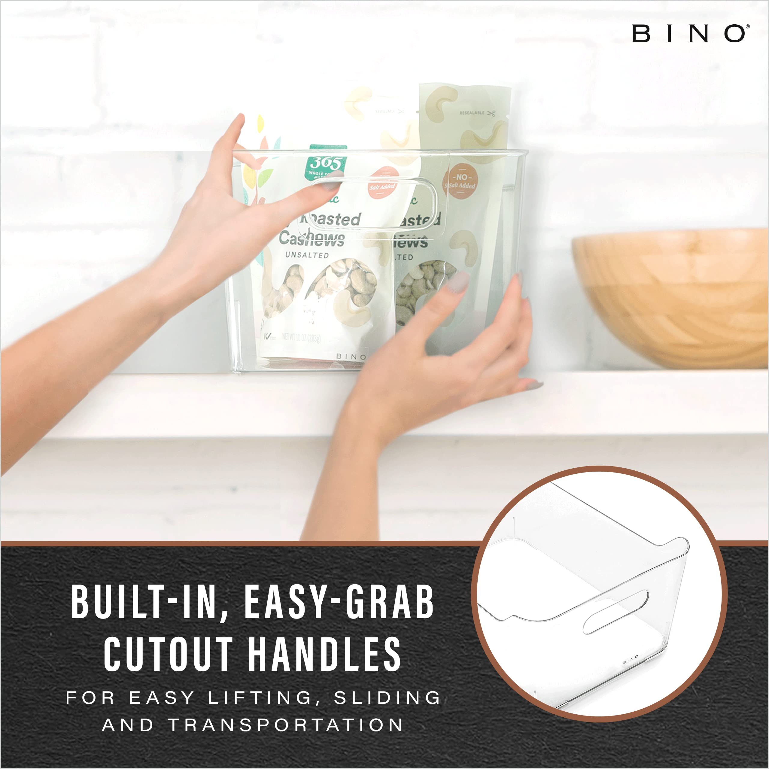 BINO | Plastic Organizer Bins, Large - 2 Pack | The SOHO Collection | Multi-Use Organizer Bins | Pantry Organizer & Freezer Organizer Bins | Plastic Storage Containers | Bins for Home & Kitchen Org