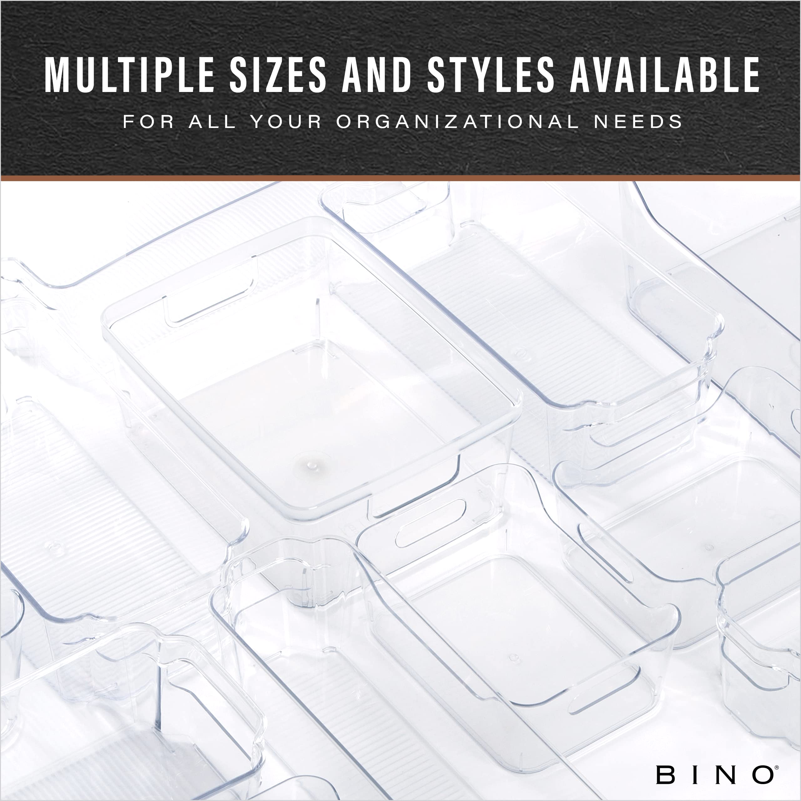 BINO | Plastic Organizer Bins, Large - 2 Pack | The SOHO Collection | Multi-Use Organizer Bins | Pantry Organizer & Freezer Organizer Bins | Plastic Storage Containers | Bins for Home & Kitchen Org