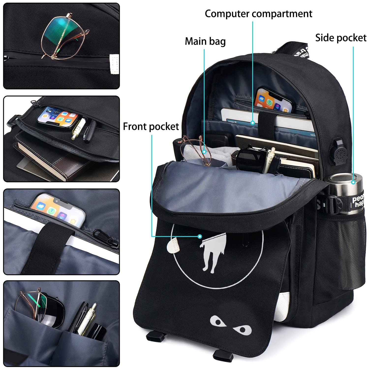 Anime Laptop Backpack for Boys, Kodama School Bags Bookbags for Teen Boys