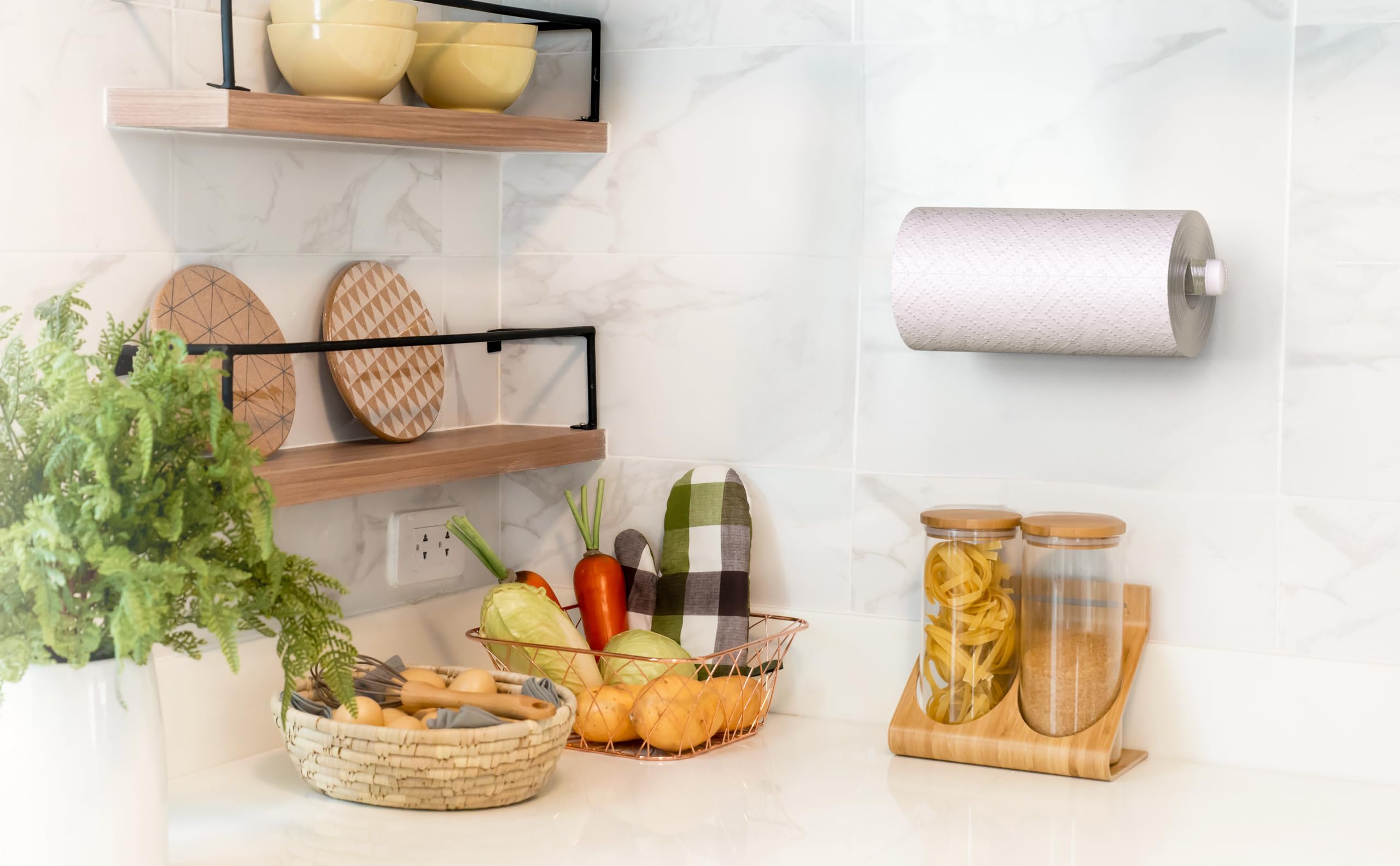 DecoBros Wall Mount Paper Towel Holder, Chrome