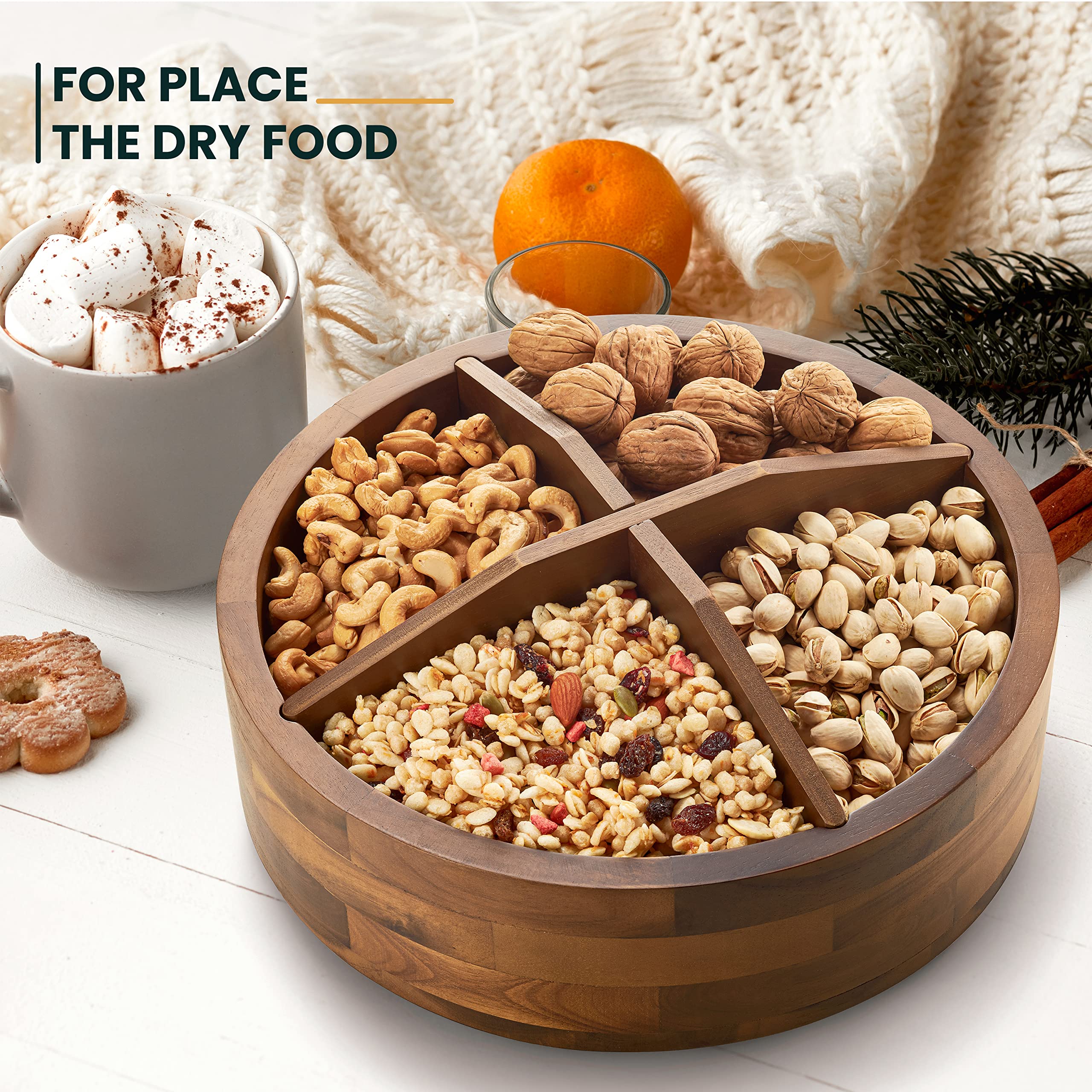 RABAHA 12 inch Lazy Susan Organizer for Cabinet - Lazy Susan Turntable for Table - Kitchen Turntable Storage Food Bin Container for Spices, Fridge, Pantry, Countertop
