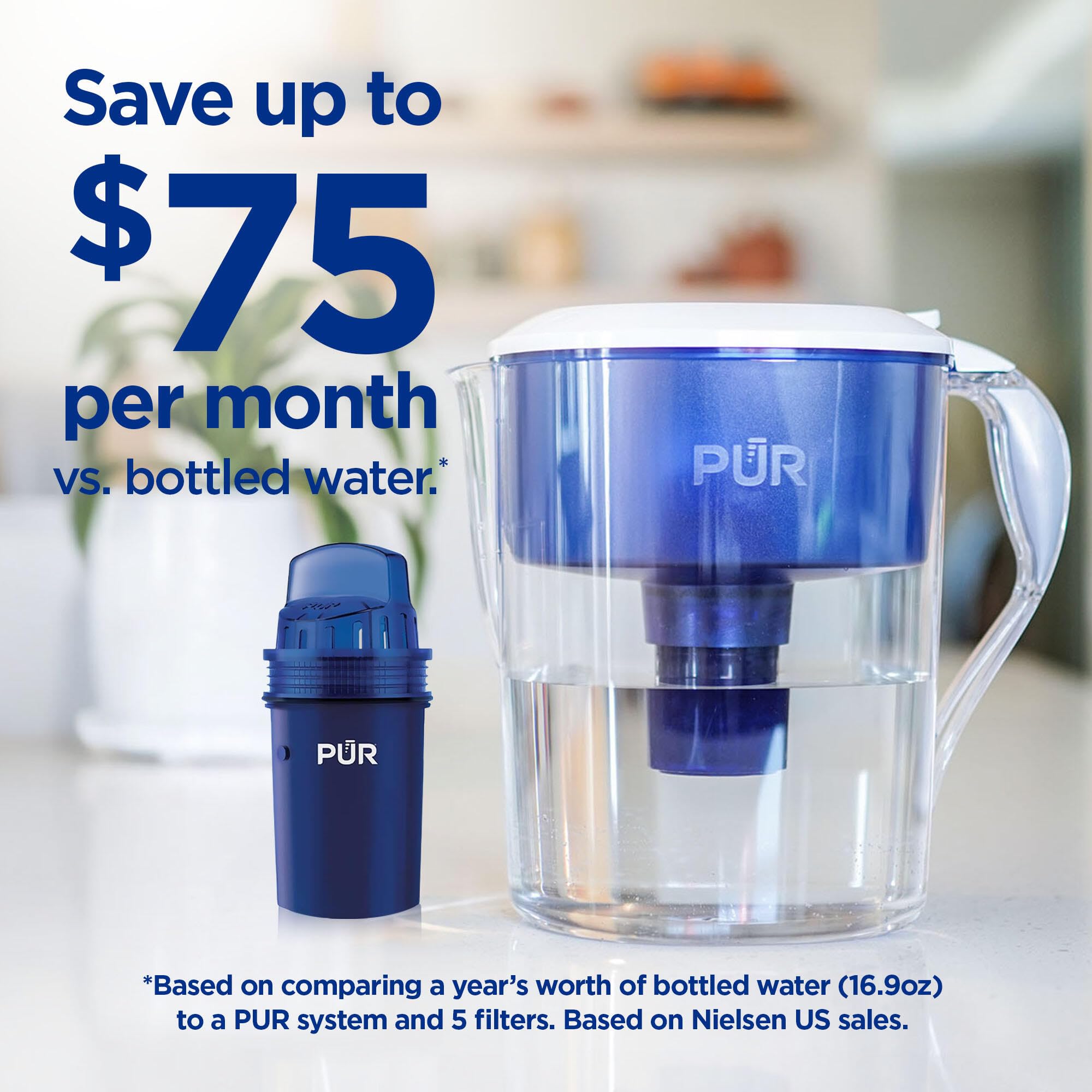 PUR Water Pitcher Replacement Filter (Pack of 4), Blue β Compatible with all PUR Pitcher and Dispenser Filtration Systems, PPF900Z