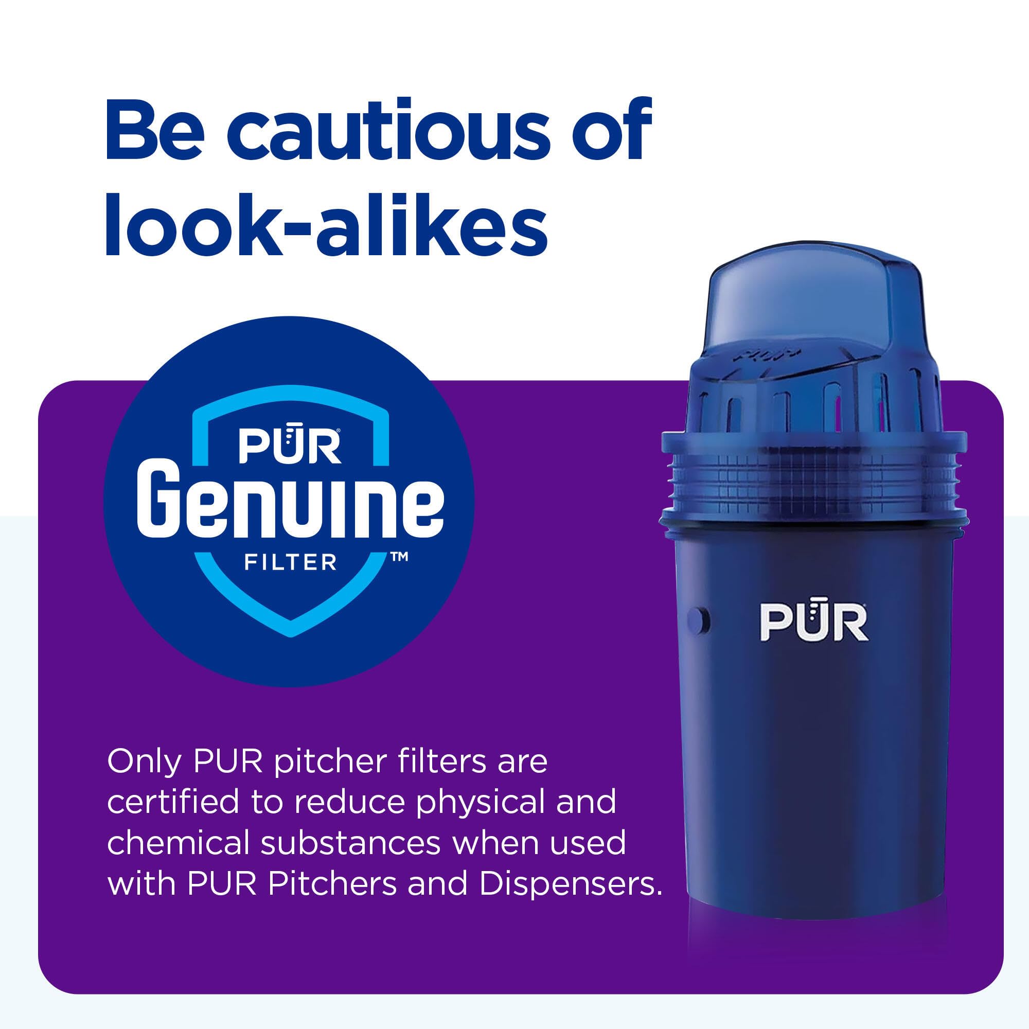 PUR Water Pitcher Replacement Filter (Pack of 4), Blue β Compatible with all PUR Pitcher and Dispenser Filtration Systems, PPF900Z