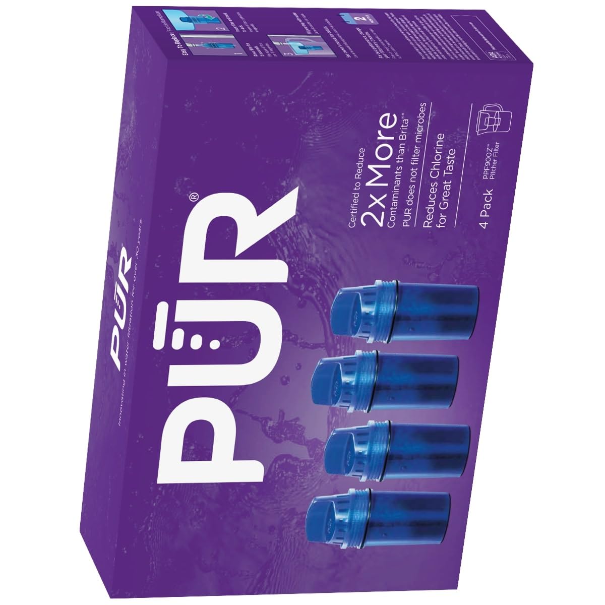 PUR Water Pitcher Replacement Filter (Pack of 4), Blue β Compatible with all PUR Pitcher and Dispenser Filtration Systems, PPF900Z
