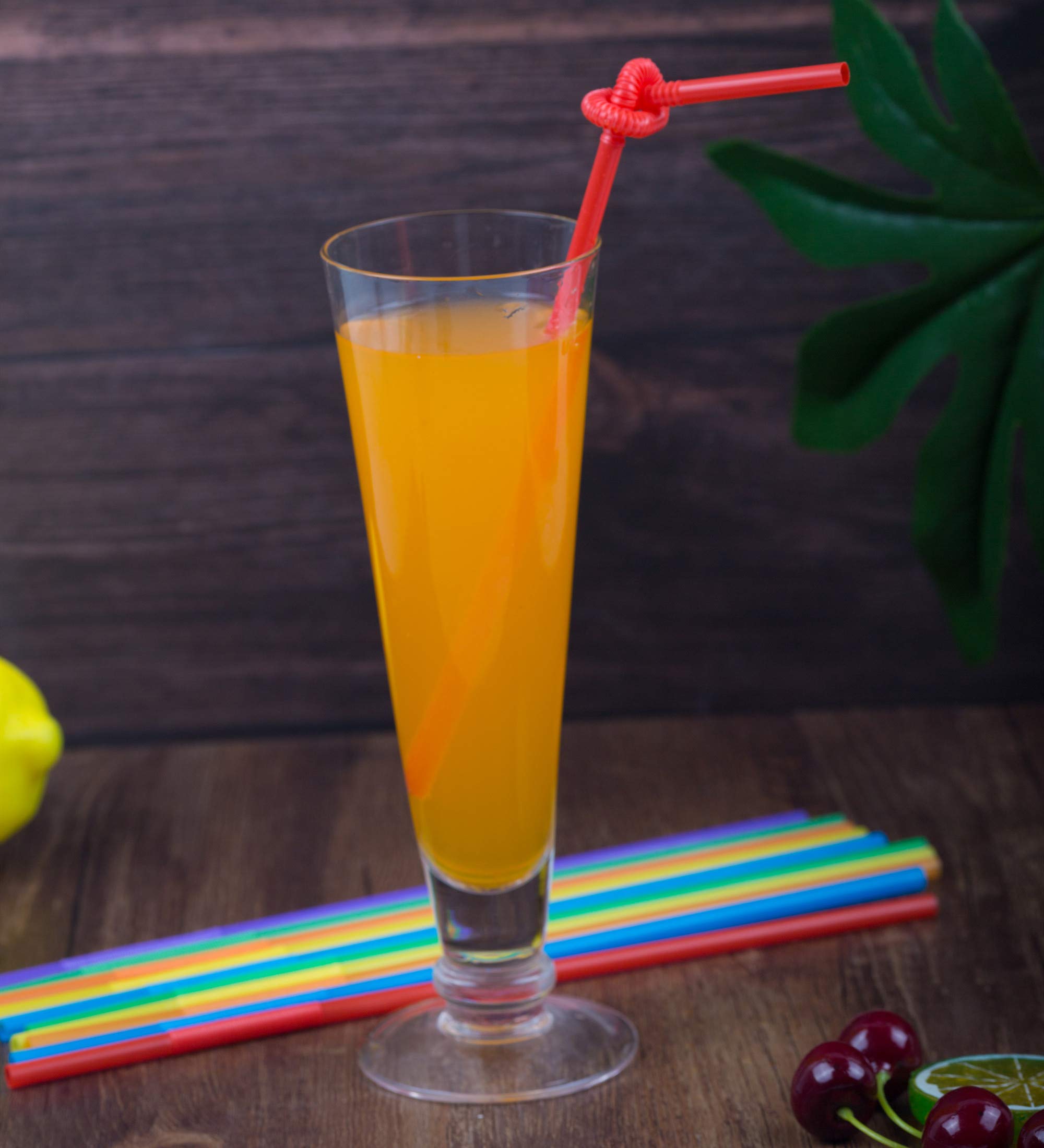 300 Pcs Colorful Flexible Plastic Straws, BPA-Free Disposable Bendy Straws, 10.2" Long and 0.23'' Diameter