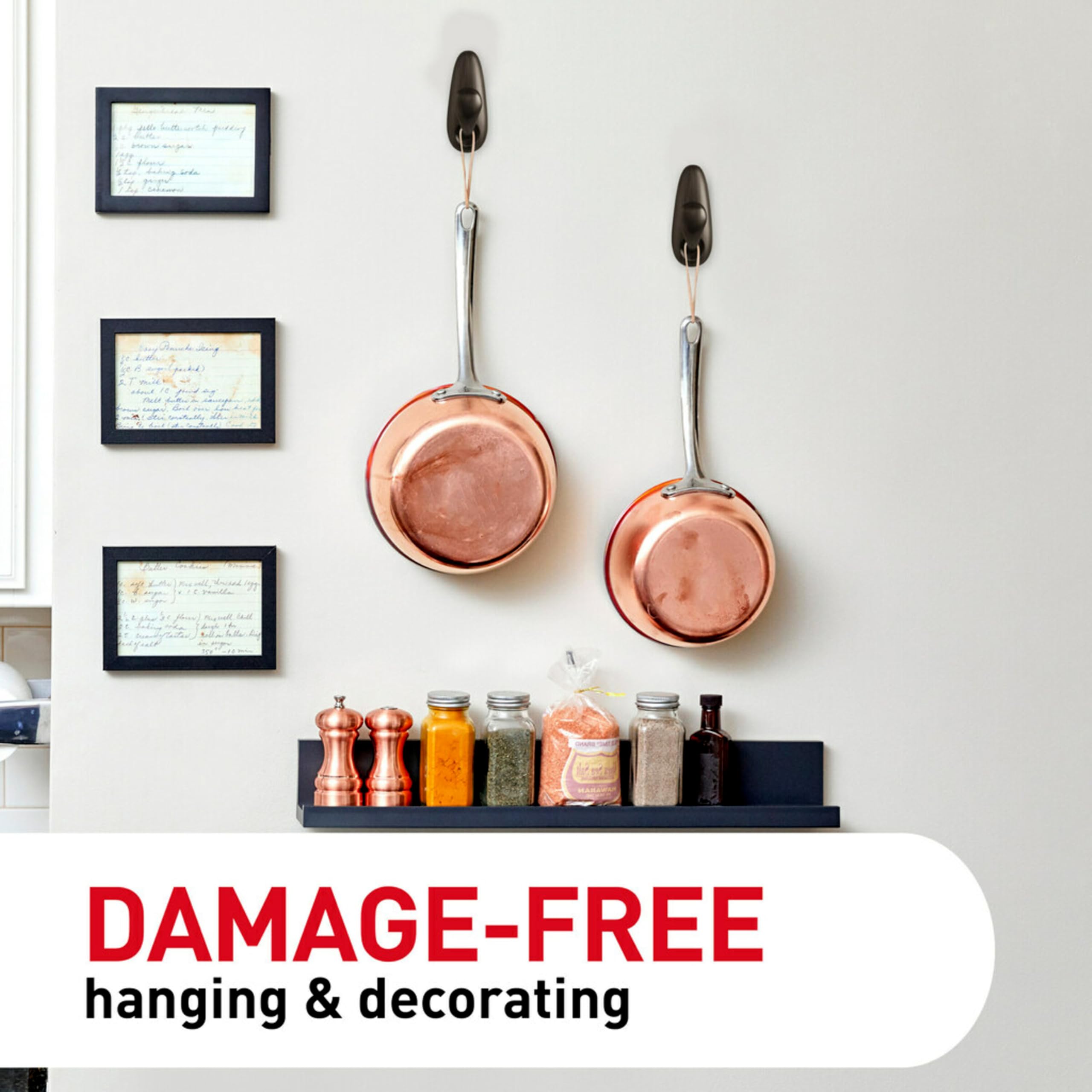 Command Forever Classic Large Metal Wall Hooks, Damage Free Hanging Wall Hooks with Adhesive Strips, No Tools Wall Hooks for Hanging Decorations in Living Spaces, 2 Metal Hooks and 4 Command Strips