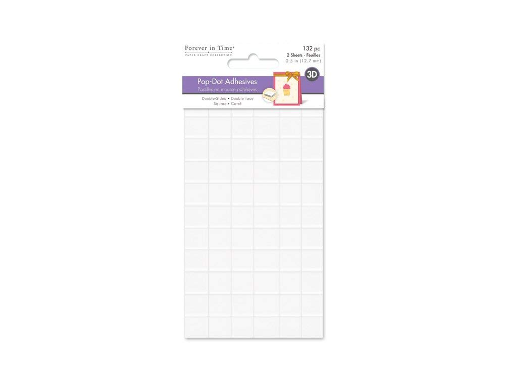 Forever In Time 3D Pop Dots Square Dual-Adhesive Foam Mount, 1/2-Inch, 132 Per Package (PD110) , White
