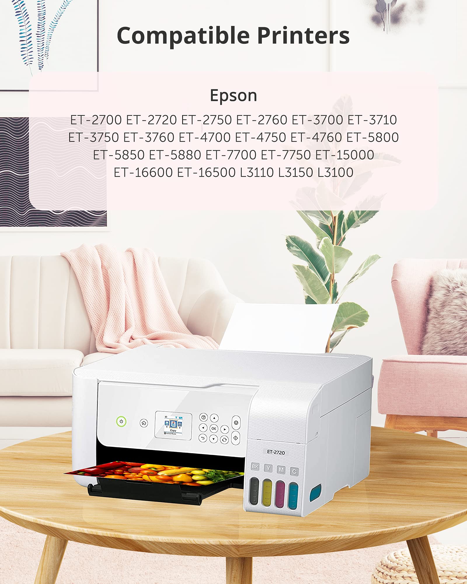 WOKOK Sublimation Ink Refill for Ecotank ET-2760 ET-2720 ET-2800 ET-2850 ET-2803 ET-4750 ET-3760 ET-4760 ET-15000 ET-16600 ET-16650 Inkjet Printers