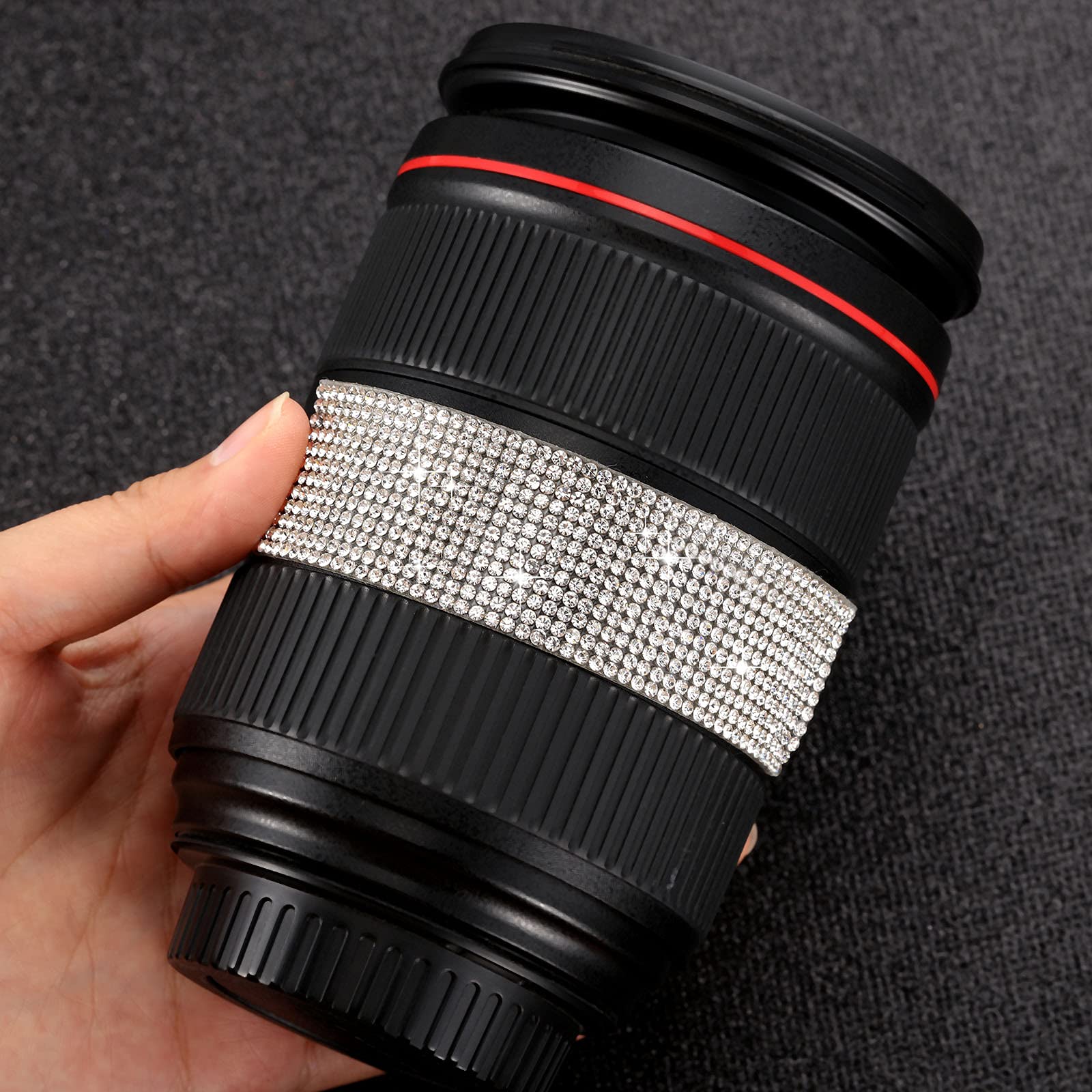 5 Rolls Self Adhesive Crystal Rhinestone Diamond Roll Ribbon Bling Gemstone Strips Sticker Rhinestone for Craft with 2 mm Rhinestone 4.5 Yards, DIY Event Car Phone Decoration (Silver)