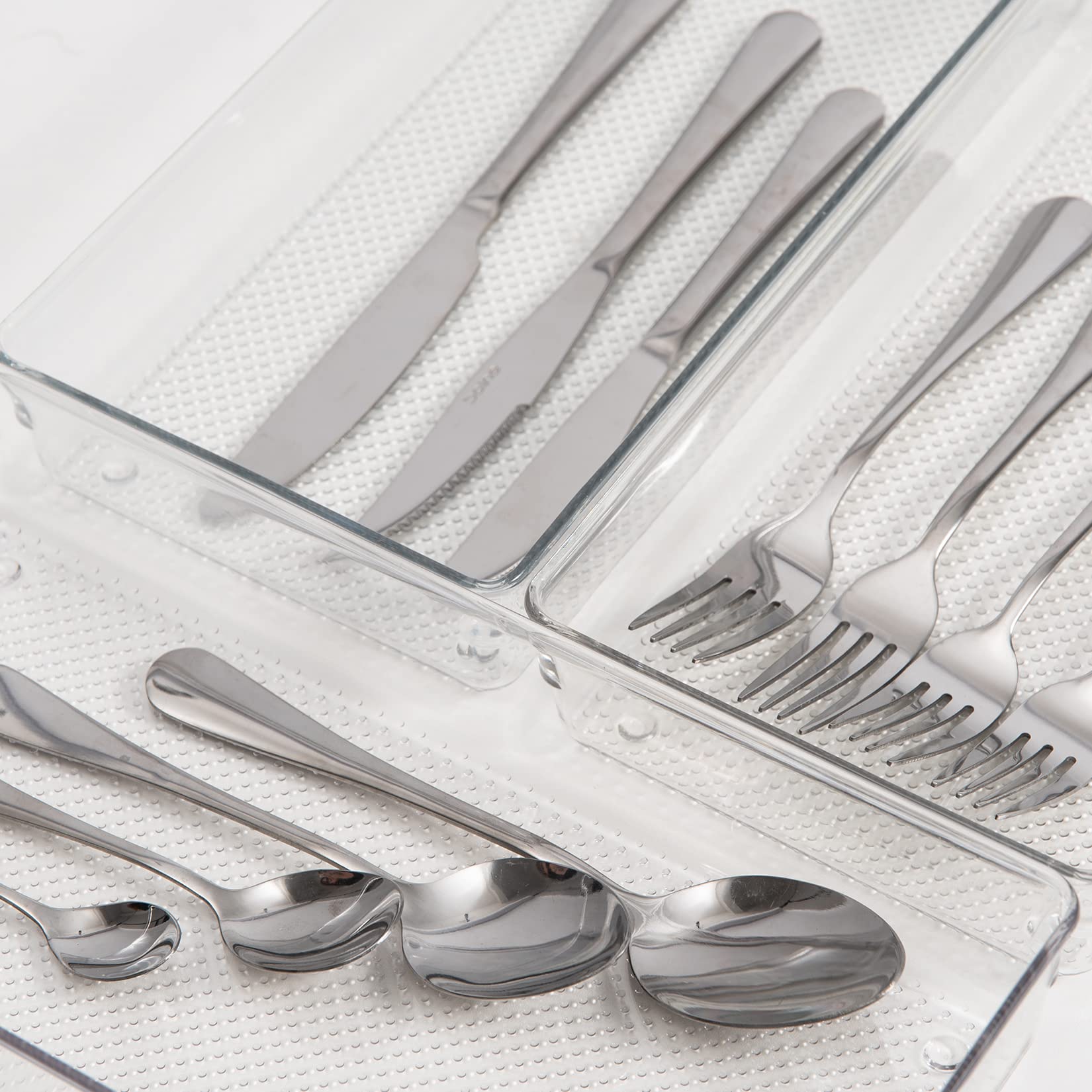 3 Pack Clear Plastic Drawer Organizer Tray Cutlery Utensil Makeups Drawer Organizers 12" X 6"