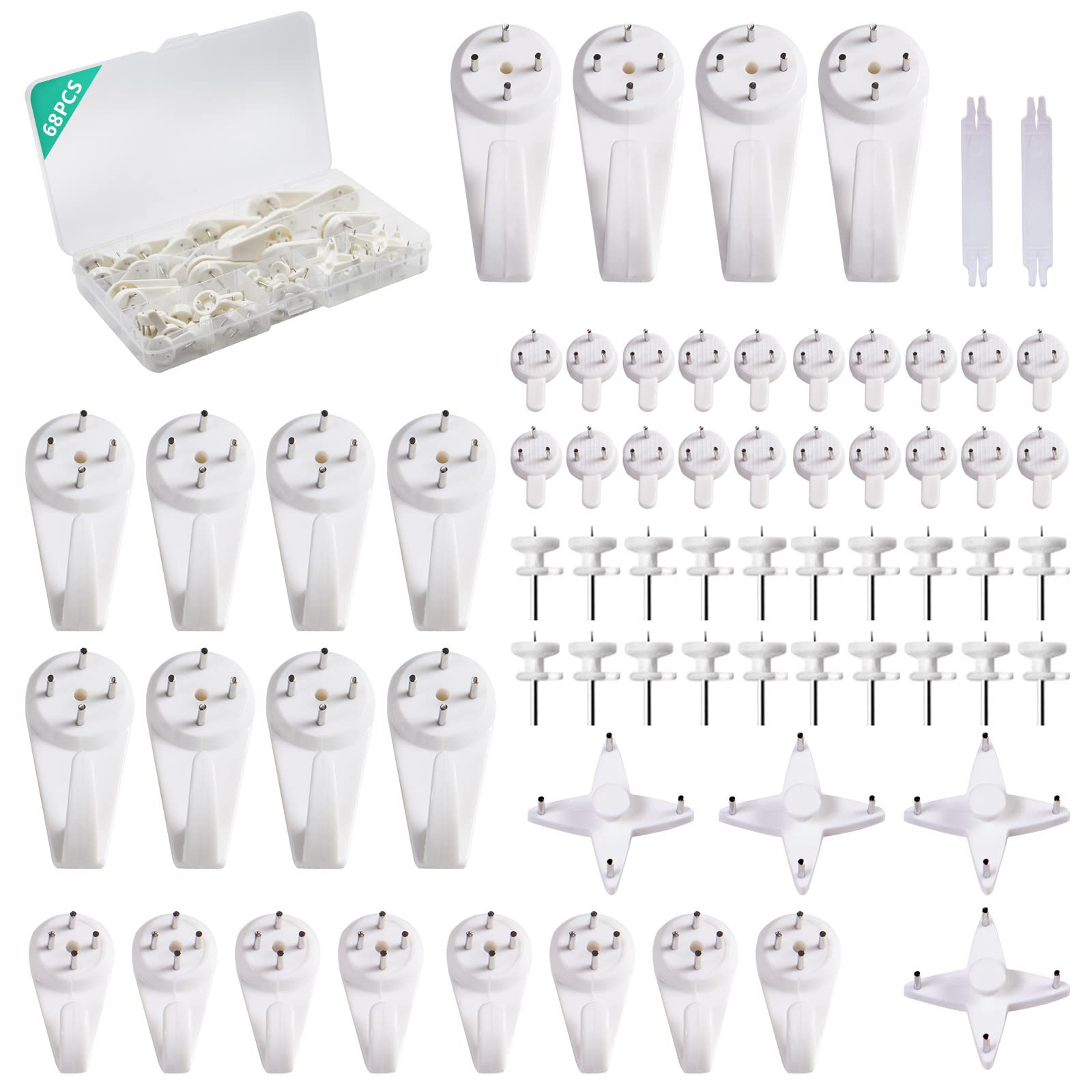 Picture Hanging Kit,Picture Hanger No Damage Wall Hangers for Picture Frame,68pcs Invisible Wall Nails for Concrete Wall, Hardwall and Cement Wall (Mix)