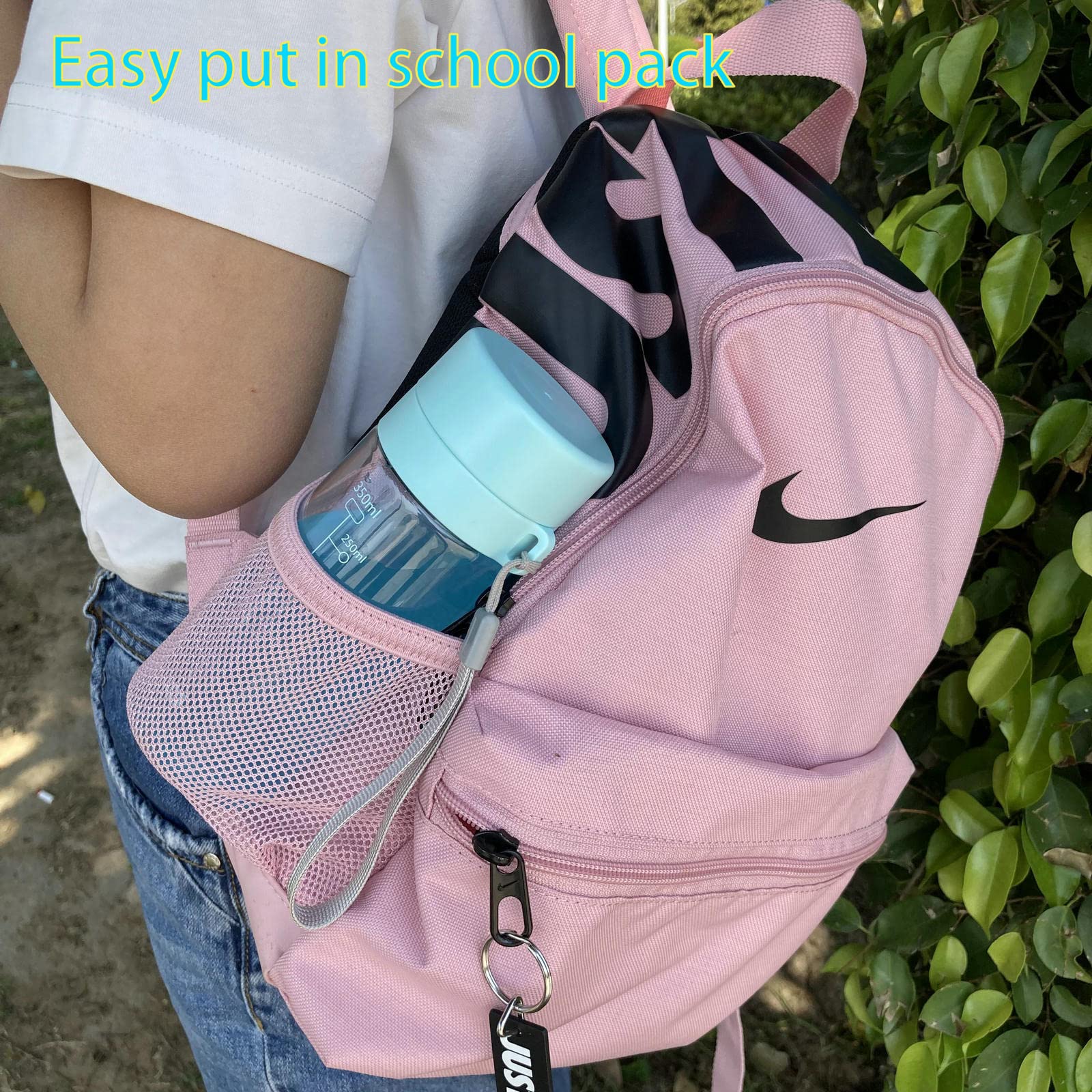 SEAYIN 12oz Kids Small Water Bottle for School Lunch Plastic Reusable Juice Bulk Cute Mini Kawaii Crunch Cups Portable Cereal Refillable Milk Mug for Smoothie Coffee Tea Snacks and Other Drinks Beverage (350ml, 4 pcs)