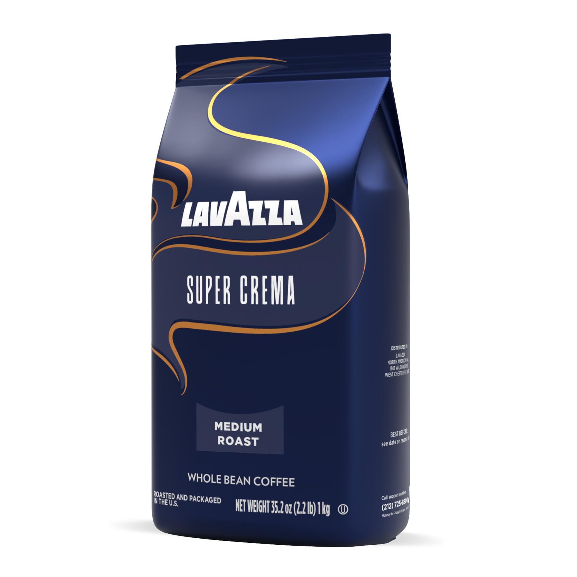 Lavazza Super Crema Whole Bean Coffee Blend, light-Medium Espresso Roast, 2.2 Pound (Pack of 1) ,Premium Quality, Aromatic, Mild and creamy