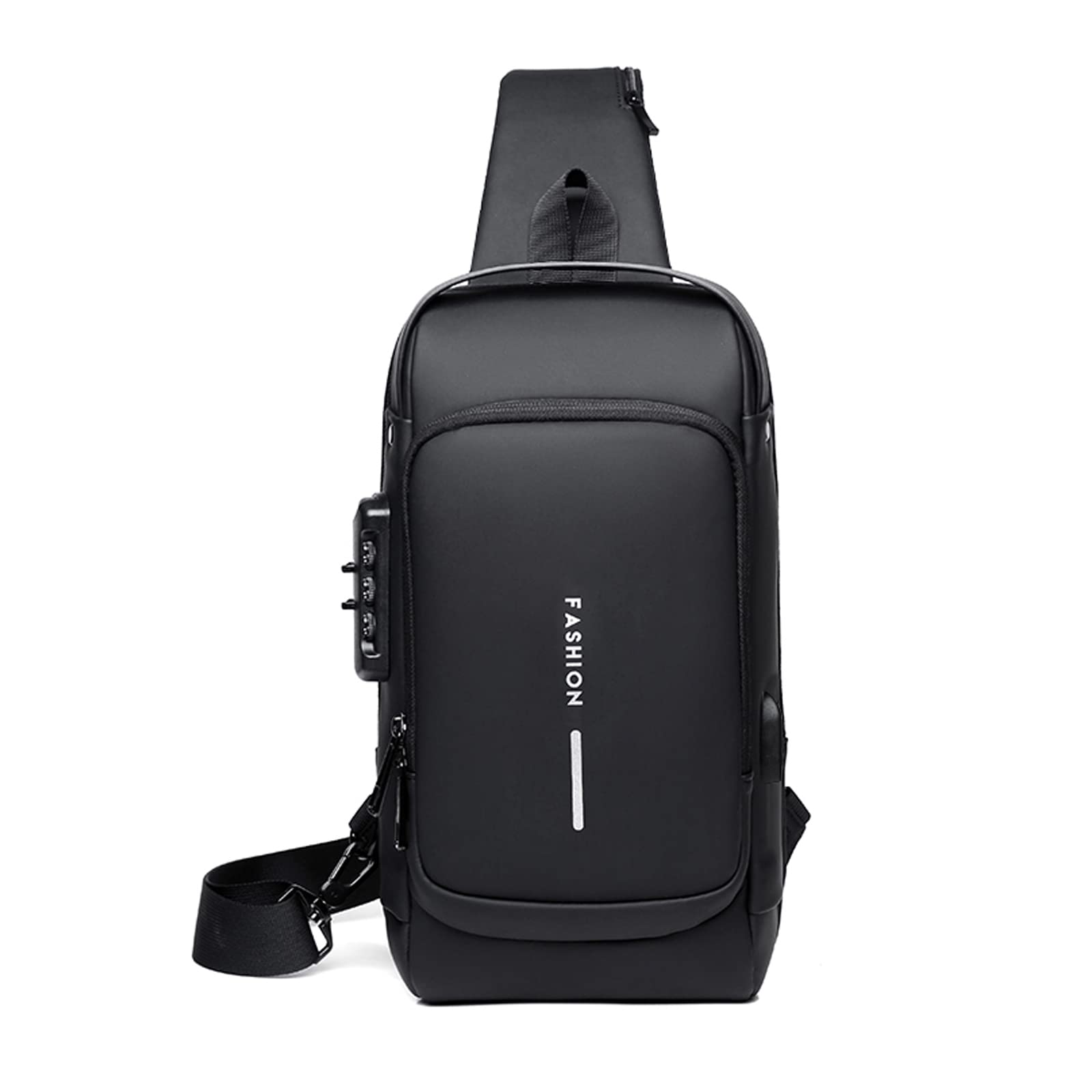 FANDARE Anti-theft Sling Bag Business Men Bag Chest Crossbody bags with USB Charging Port Waterproof Small Backpack for Outdoor Work Hiking Running Sport Travel Bag Black