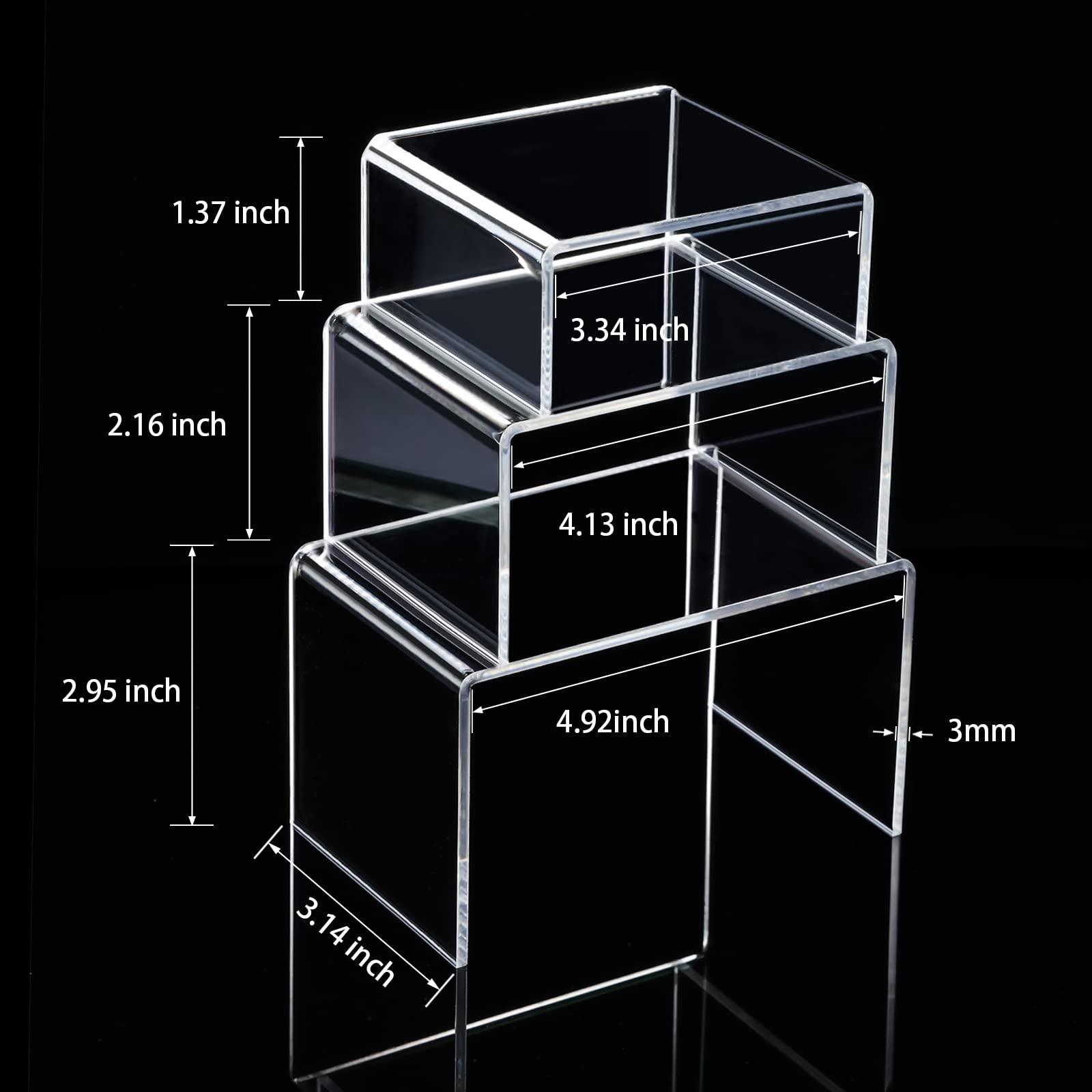 2 Sets Acrylic Display Risers, Clear Product Stand, Jewelry Display Riser Shelf Showcase Fixtures For Dessert Cupcake Candy Treat Action Figure Display