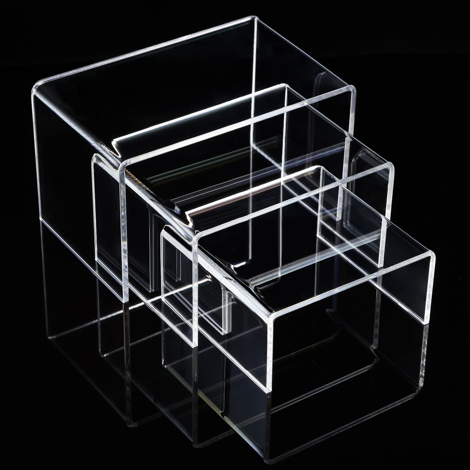 2 Sets Acrylic Display Risers, Clear Product Stand, Jewelry Display Riser Shelf Showcase Fixtures For Dessert Cupcake Candy Treat Action Figure Display