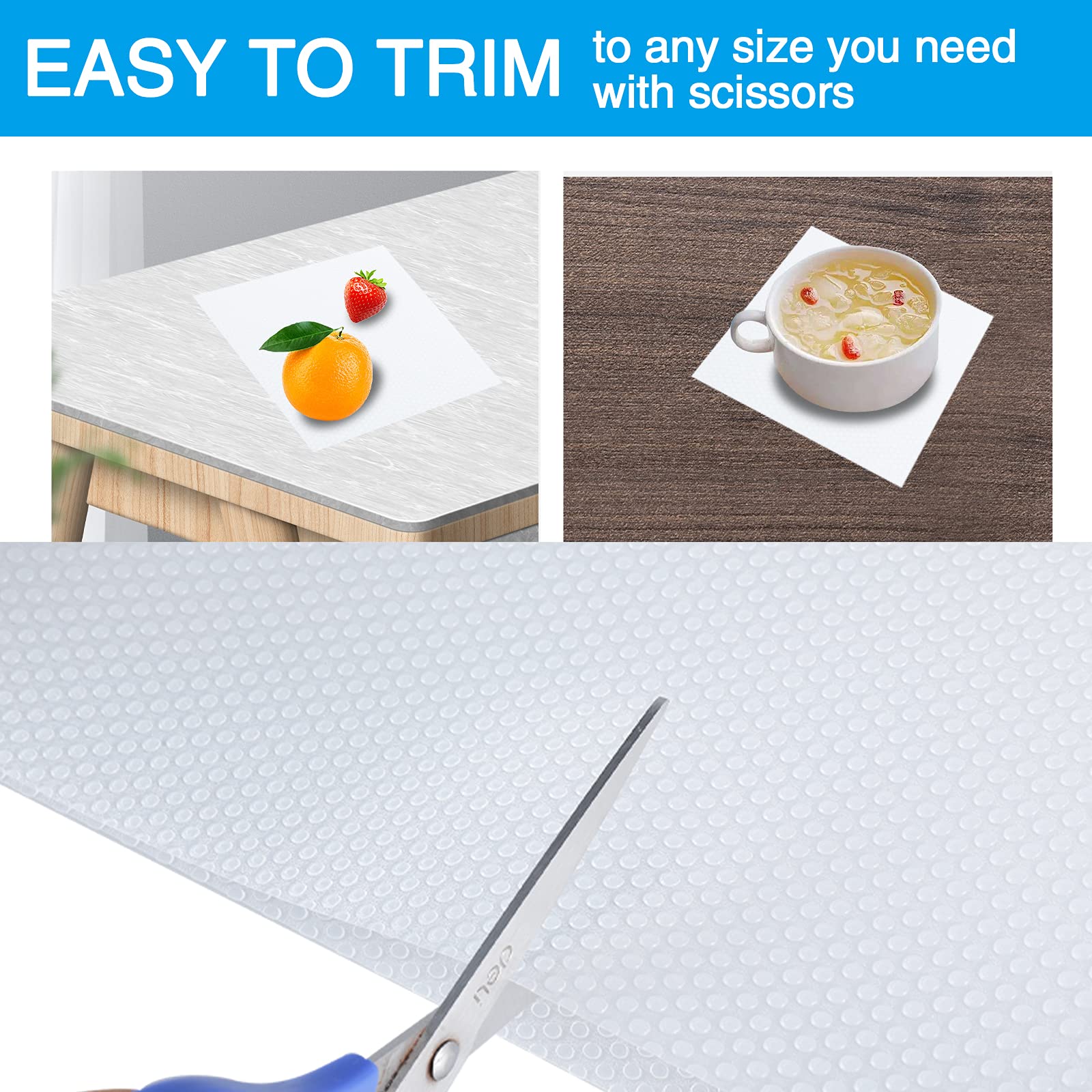 XMSound Thicken Wire Shelf Liner,13.5" x157Inch Heavy Duty Waterproof/Transparent/Raindrop Non-Slip Refrigerator Mats for Metal Shelving, Drawer Liner