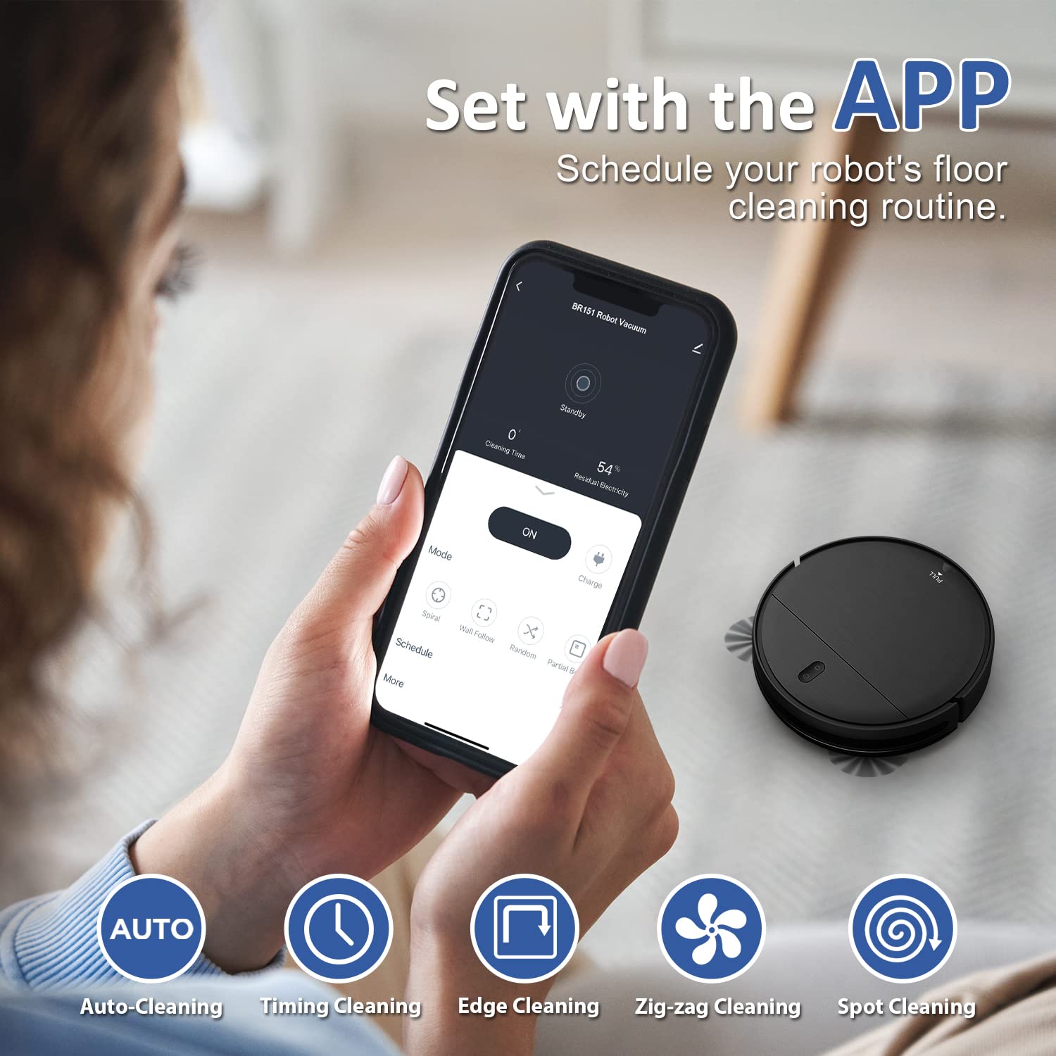 Robot Vacuum and Mop Combo, WiFi/App/Alexa, Robotic Vacuum Cleaner with Schedule, 2 in 1 Mopping Robot Vacuum with Watertank and Dustbin, Self-Charging, Slim, Ideal for Hard Floor, Pet Hair, Carpet
