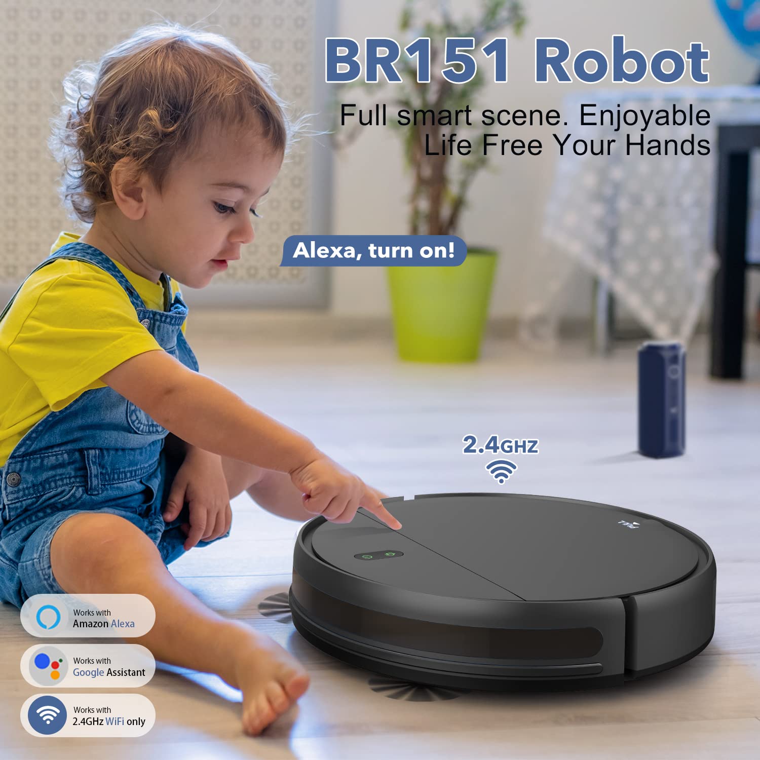 Robot Vacuum and Mop Combo, WiFi/App/Alexa, Robotic Vacuum Cleaner with Schedule, 2 in 1 Mopping Robot Vacuum with Watertank and Dustbin, Self-Charging, Slim, Ideal for Hard Floor, Pet Hair, Carpet