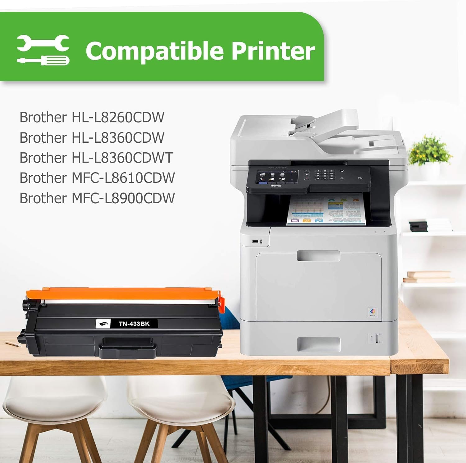 A Aztech Compatible TN433 Toner Cartridge Replacement for Brother TN433 TN-433 TN433BK TN431 MFC-L8900CDW HL-L8360CDW HL-L8260CDW MFC-L8610CDW HL-L8360CDWT Printer (Black Cyan Yellow Magenta 4-Pack)