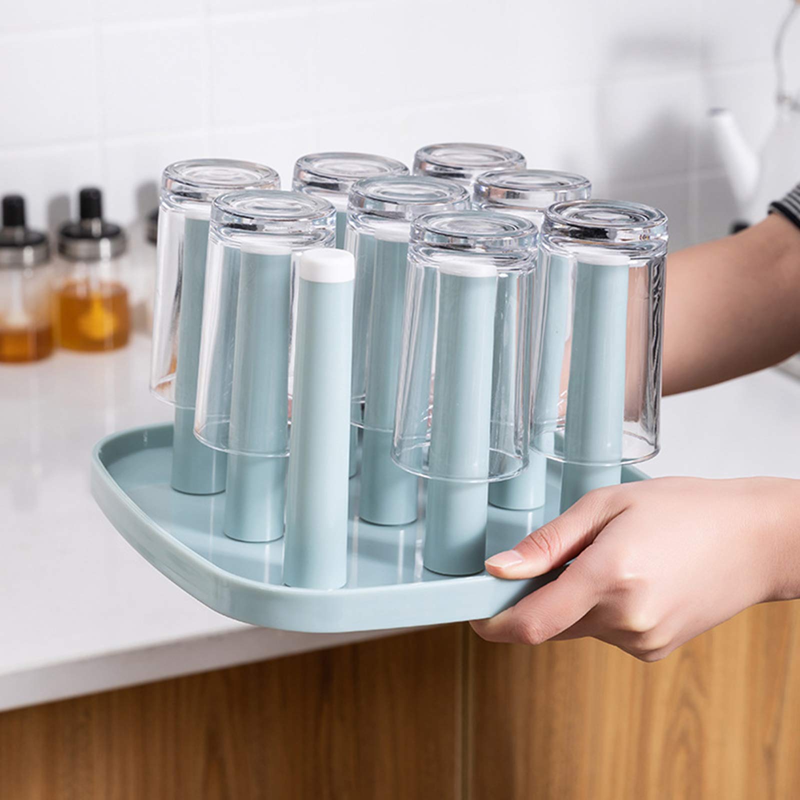 Cup Drying Rack Coffee Mug Tea Cup Drinking Glass Drying Drain Rack Holder Organizer, 9 Cups Drying Holder Rack, for Home Kitchen Bar