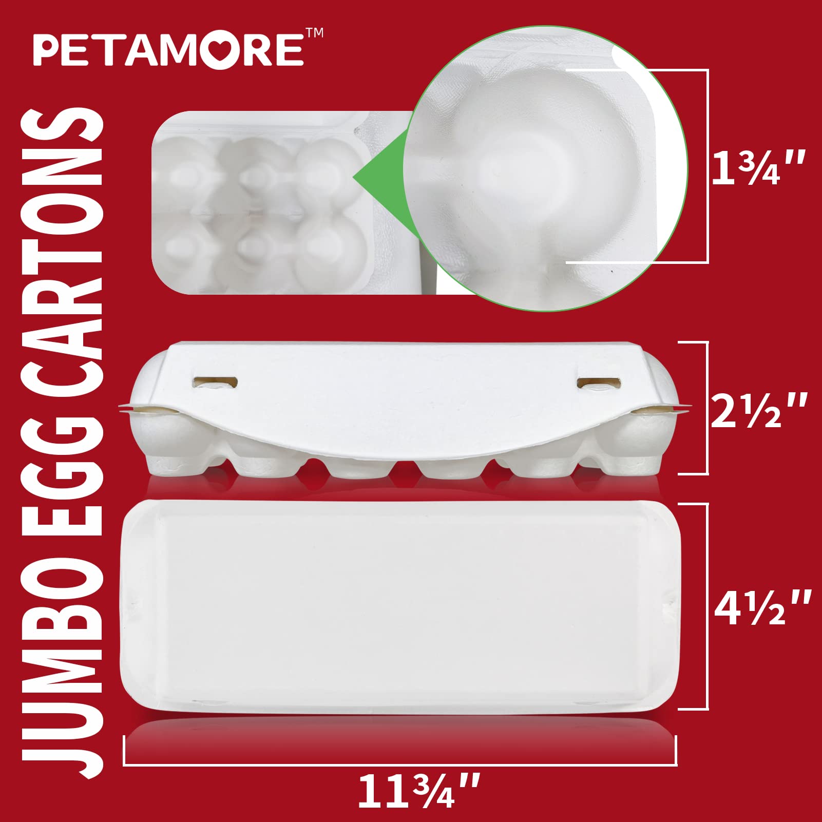 36 White Pulp Egg Cartons Holds 12 Small to Jumbo size Eggs - Strong Sturdy Reusable egg cartons bulk with flat top for personalized egg cartons-Cute egg crates for chicken quail duck goose eggs