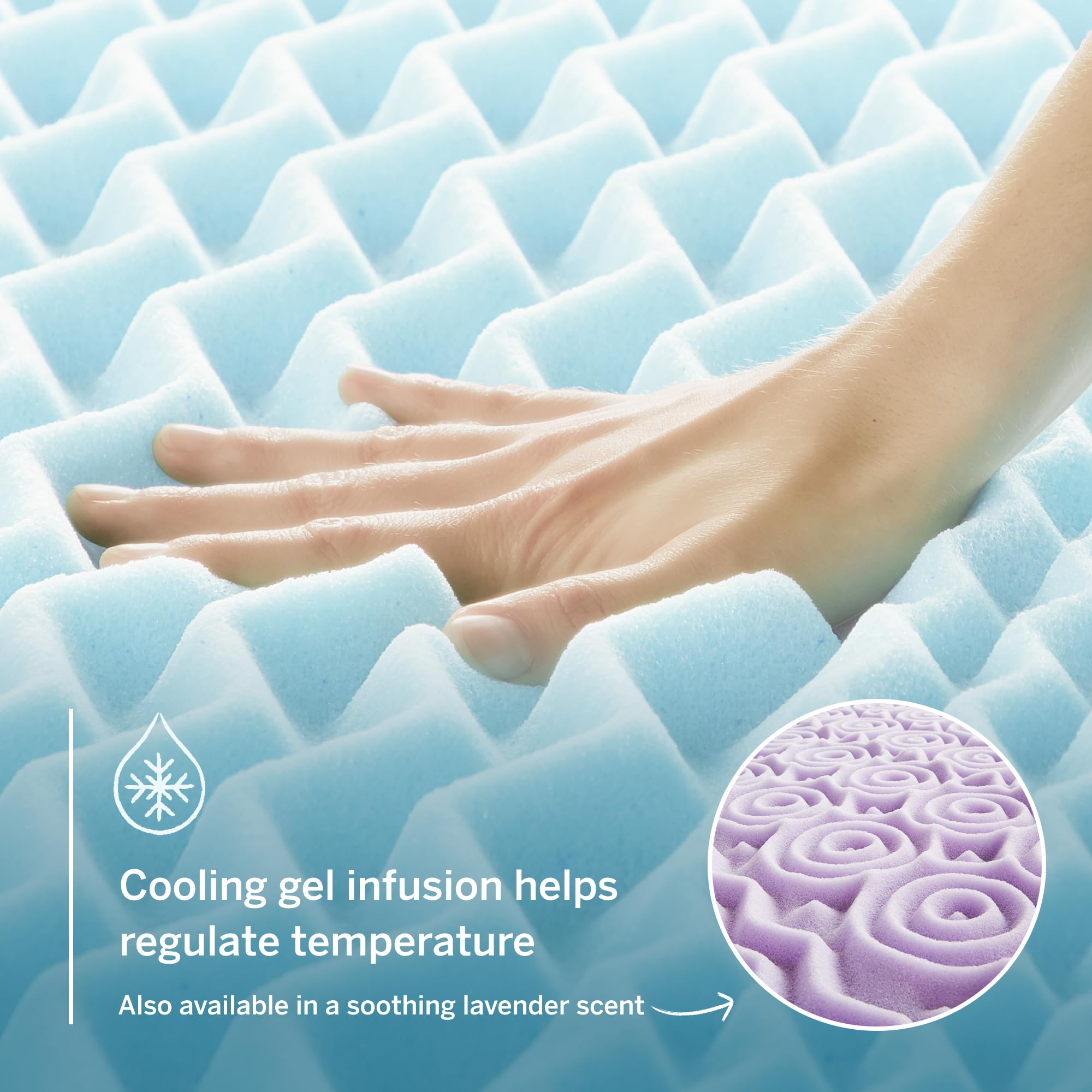 Lucid 2 Inch Mattress Topper Queen - Memory Foam Mattress Topper Queen - 5 Zone Gel Infusion - CertiPur Certified Foam