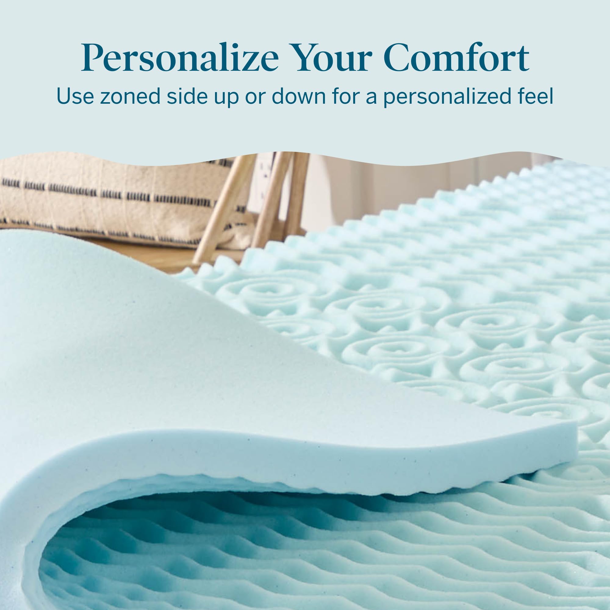 Lucid 2 Inch Mattress Topper Queen - Memory Foam Mattress Topper Queen - 5 Zone Gel Infusion - CertiPur Certified Foam