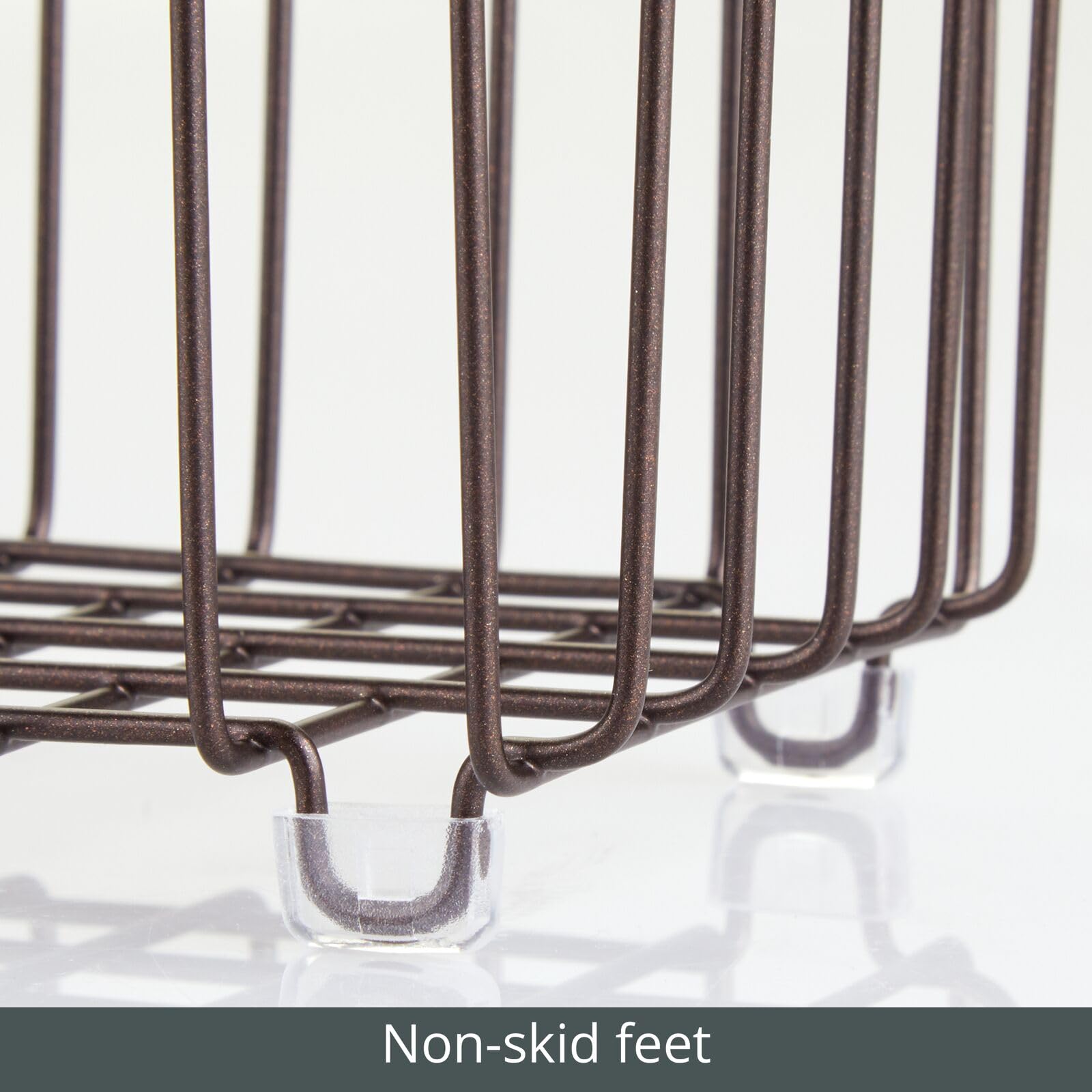 mDesign Farmhouse Decor Metal Wire Food Storage Organizer, Bin Basket for Kitchen, Pantry, Bathroom, Laundry Room, Closets, Garage - High - Small, 4 Pack - Bronze