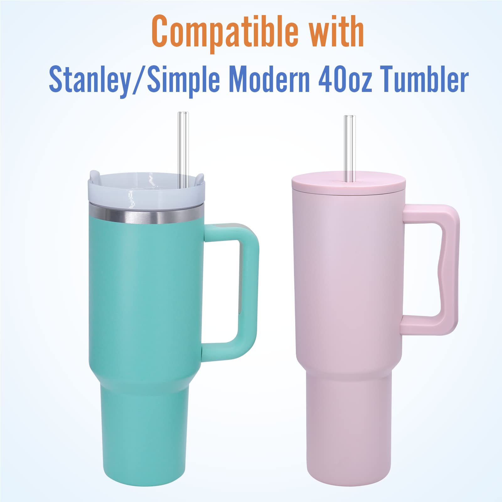 Replacement Straws for Stanley Adventure Travel Tumbler, 6 Pack Reusable Straws Plastic Straws with Cleaning Brush Compatible with Stanley 40oz Stanley Cup Stanley Water Jug