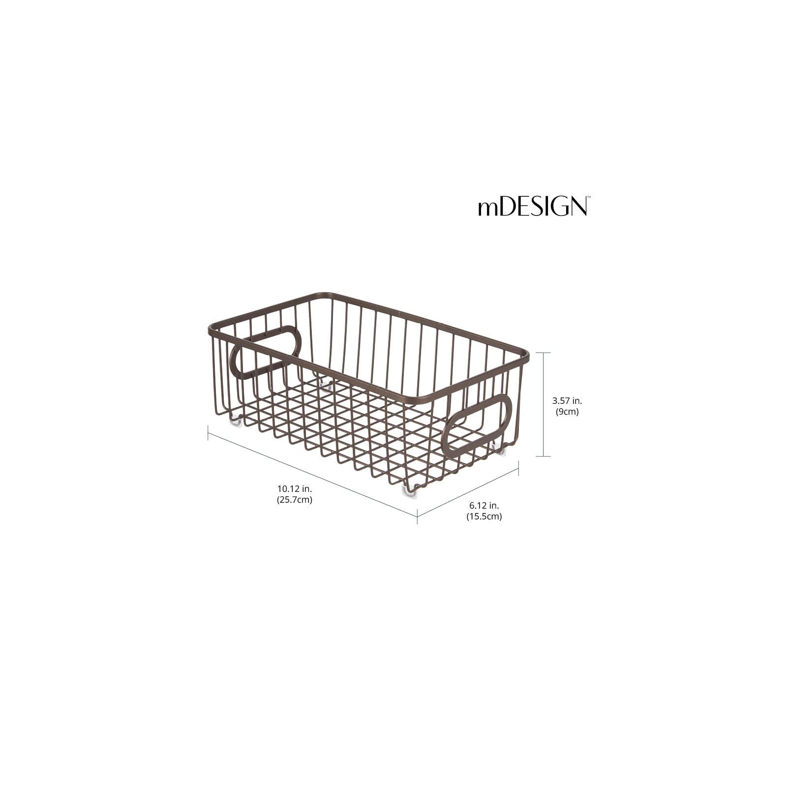 mDesign Farmhouse Decor Metal Wire Food Storage Organizer, Bin Basket for Kitchen, Pantry, Bathroom, Laundry Room, Closets, Garage - High - Small, 4 Pack - Bronze