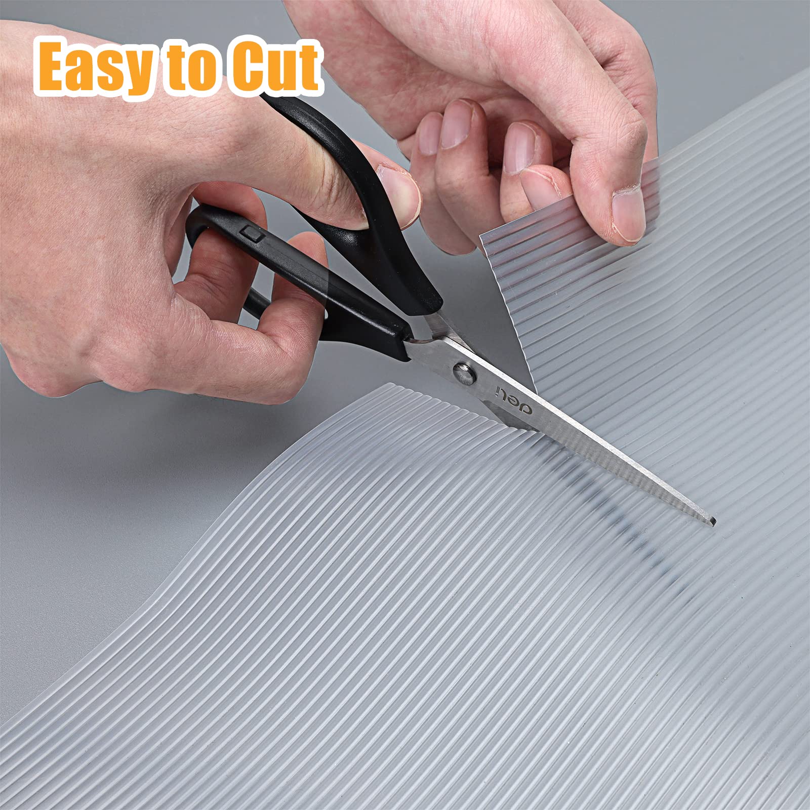 BAKHUK Shelf Liner for Kitchen Cabinets, 4 Rolls of 12 Inches x 25 FT, Non Adhesive Cabinet Liner, Double Sided Non-Slip Drawer Liner, Clear Ribbed Washable Refrigerator Mats for Pantry Cabinet