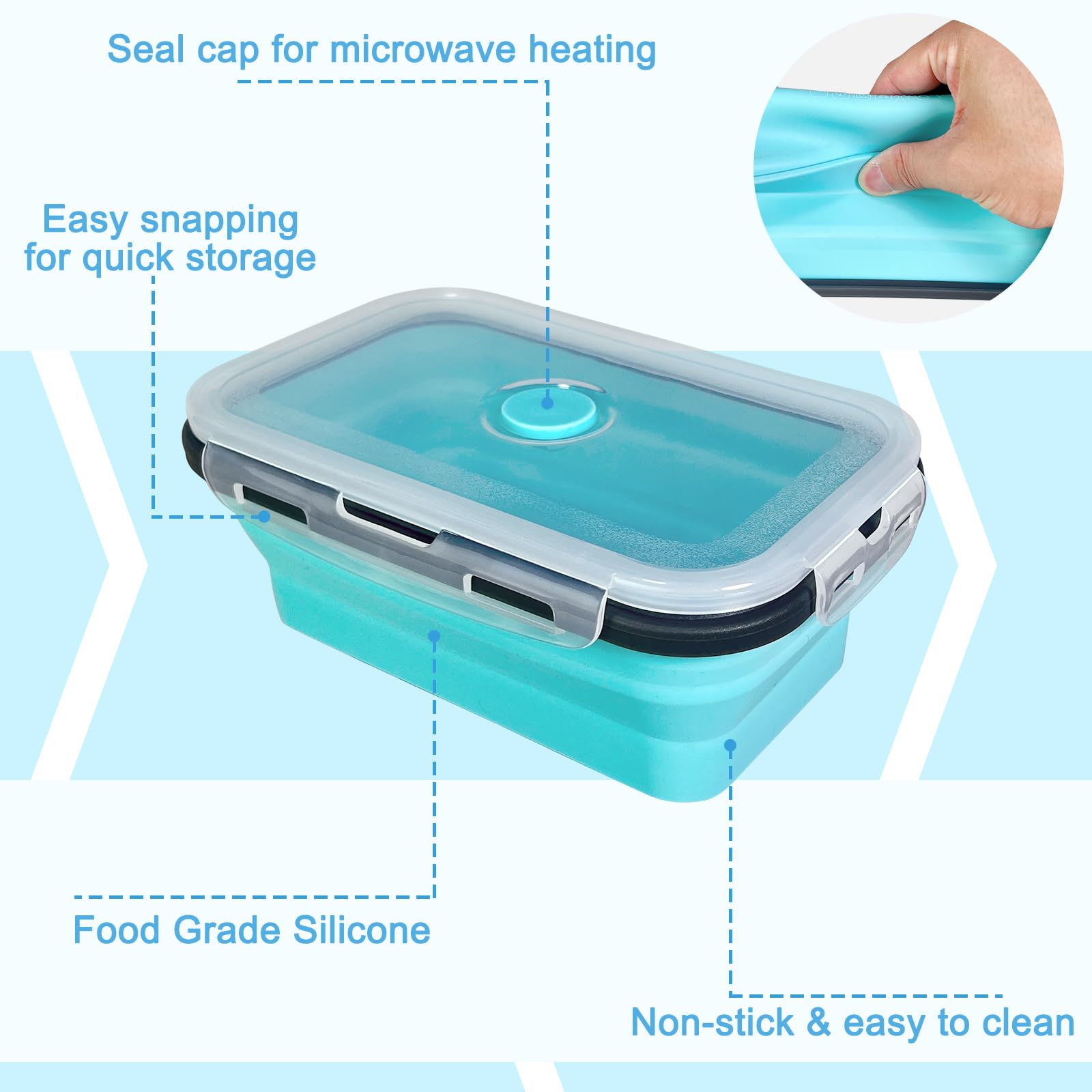 Plastic Food Storage Containers With Lids -4PC Silicone Collapsible BPA Free Lunch Box Airtight Vacuum Seal - Freezer Microwavable Food Containers For Fruit Leftover Food - Rv Organization And Storage